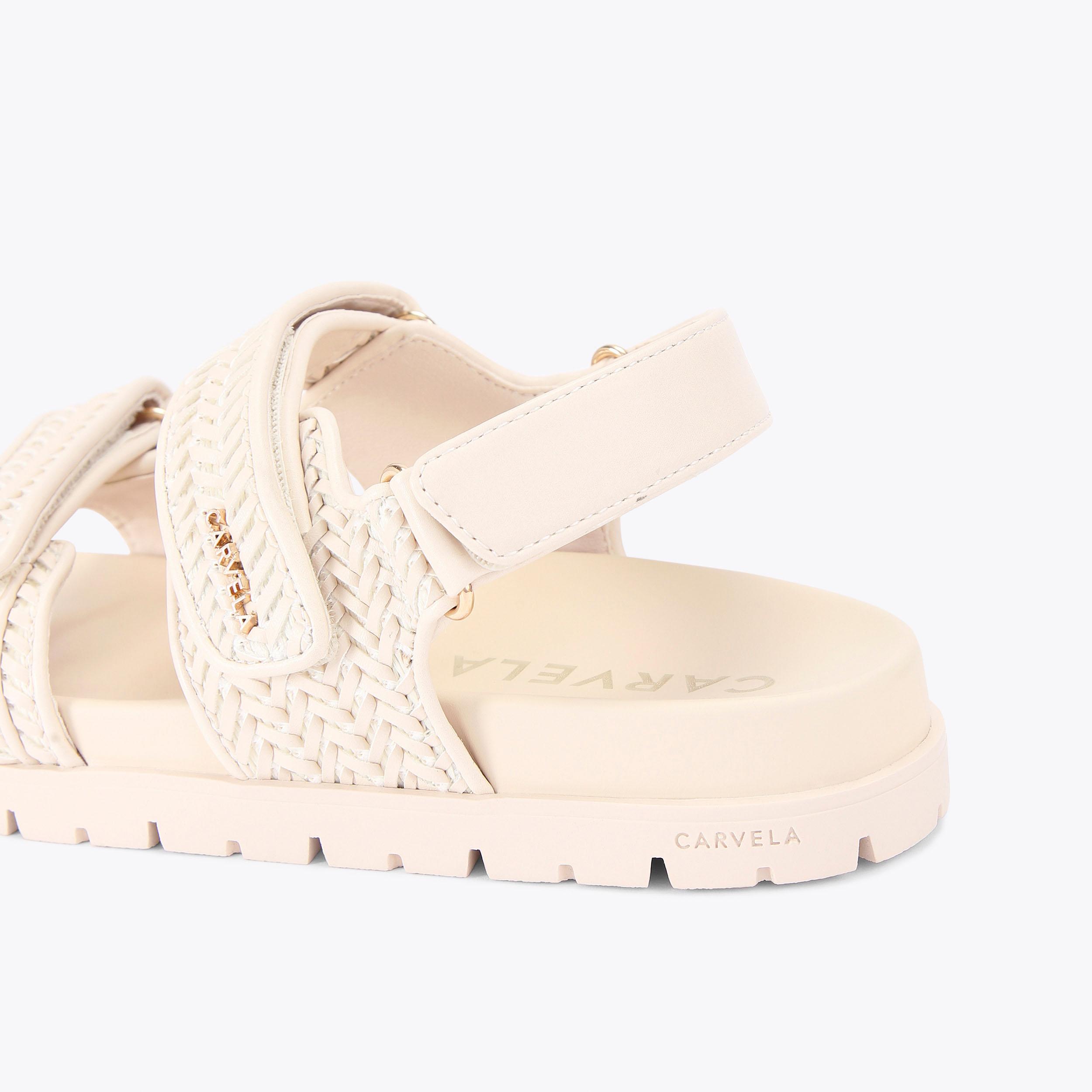 SARDINIA SANDAL Bone Woven Sandal by CARVELA