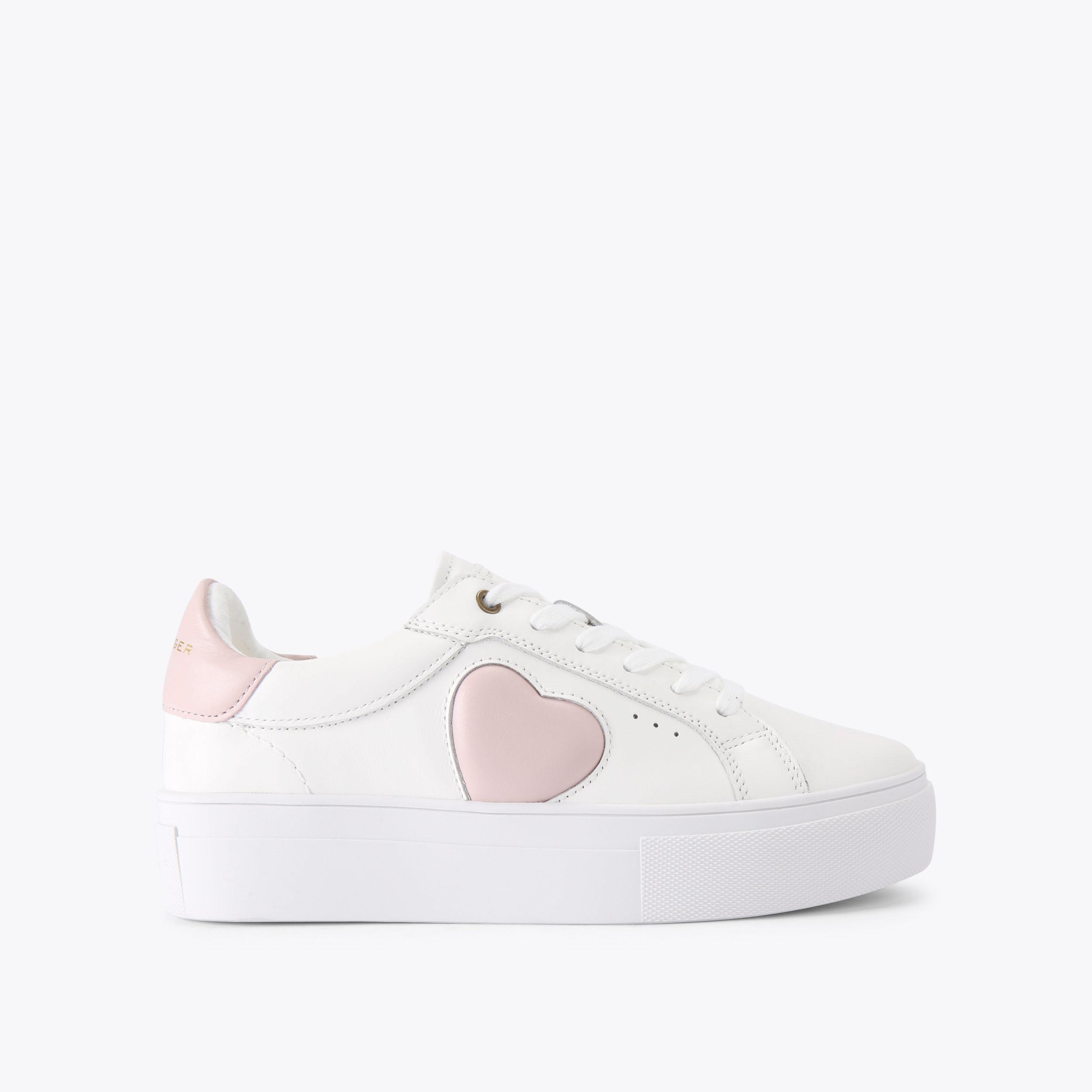 LANA HEART White Black Leather Sneaker by KURT GEIGER LONDON