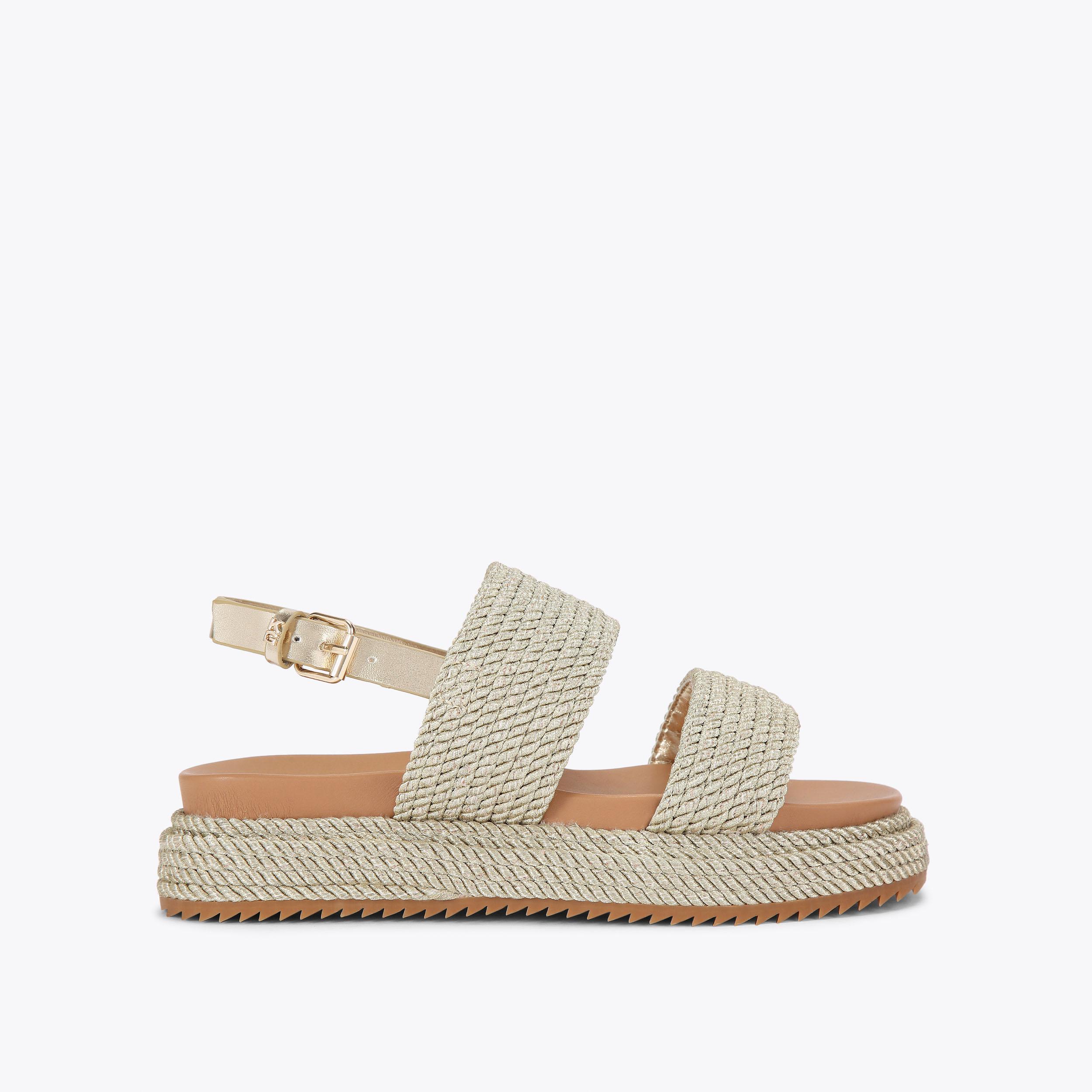 PHOEBE SANDAL Gold Rope Sandal by KG KURT GEIGER