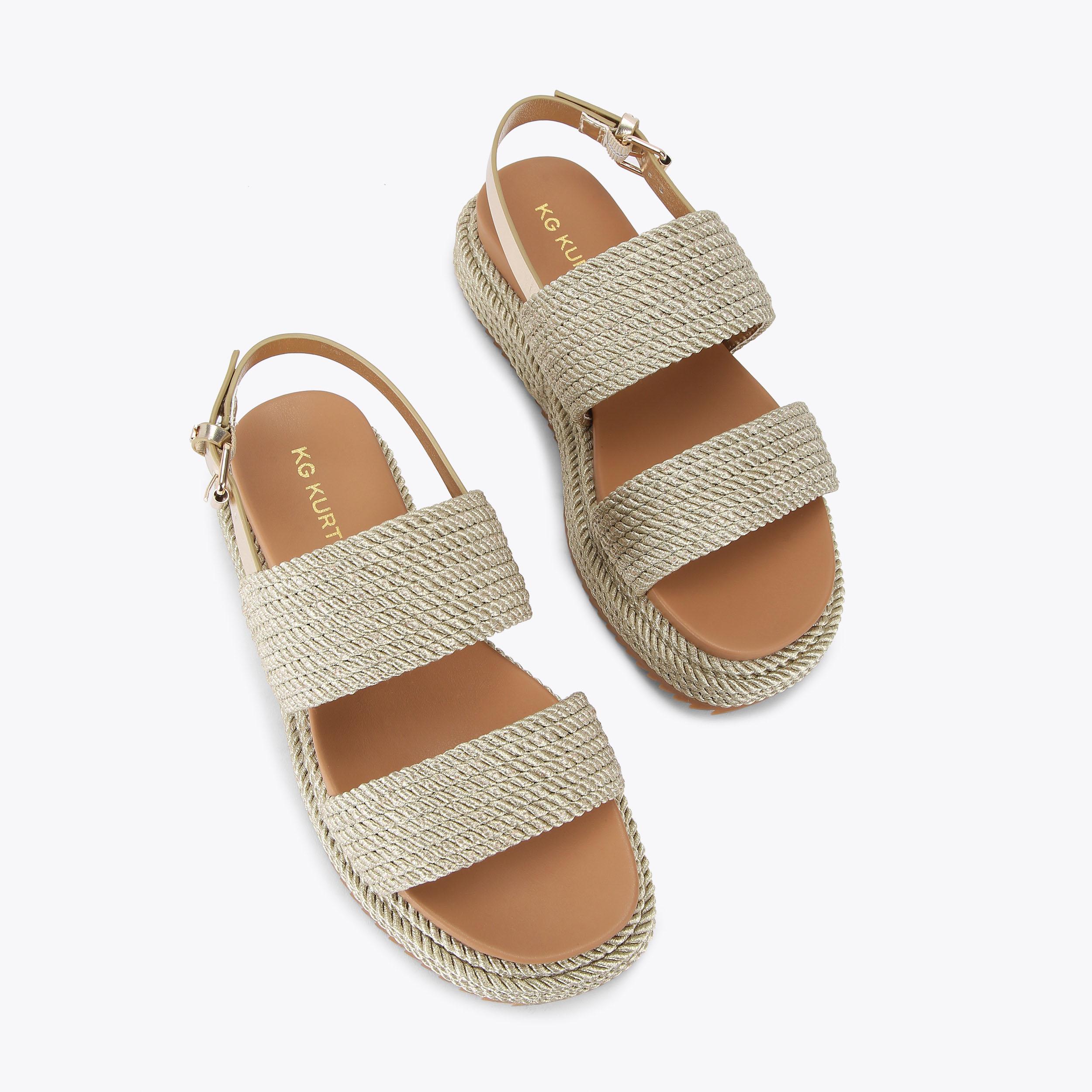 PHOEBE SANDAL Gold Rope Sandal by KG KURT GEIGER