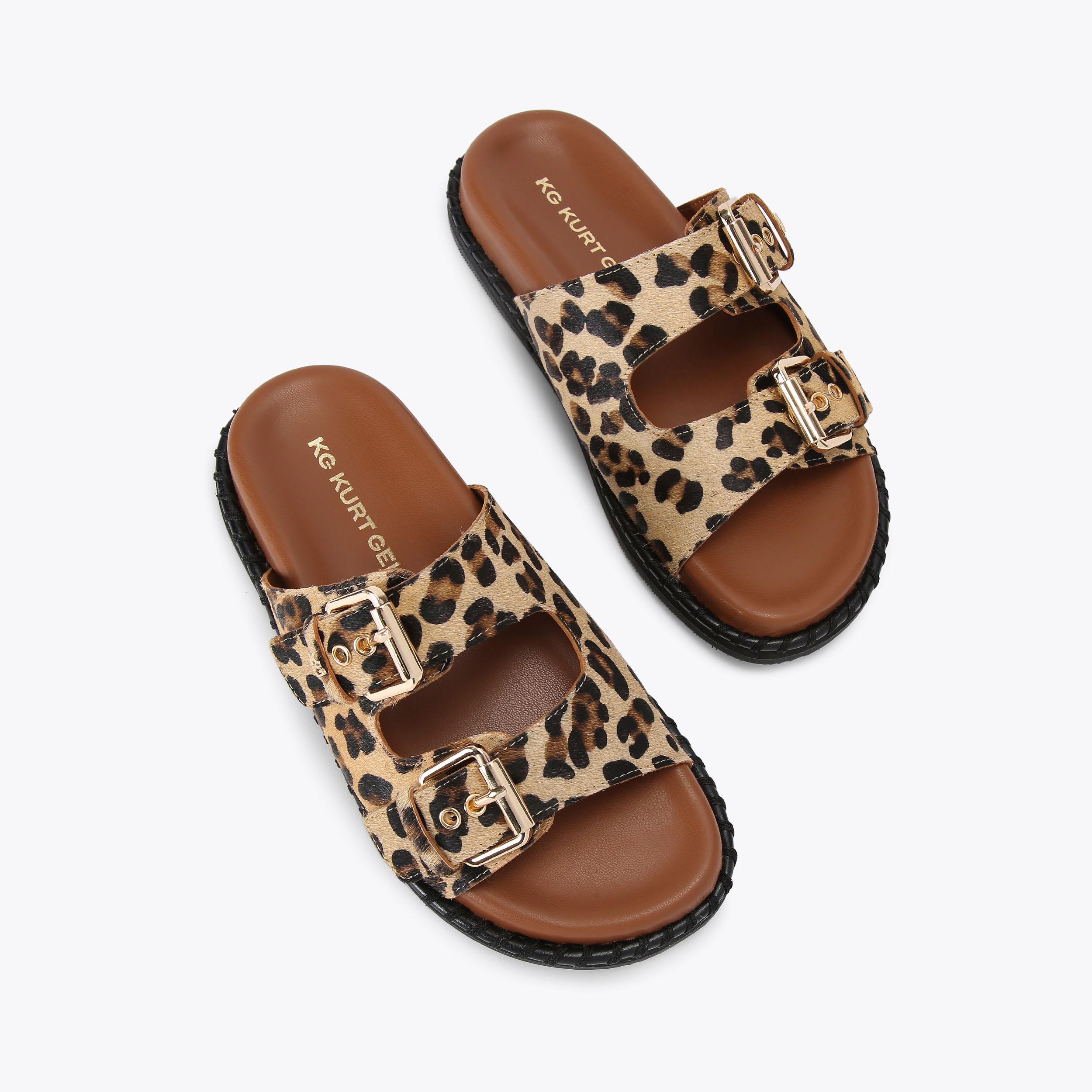 POSIE Leopard Textured Slip On Sandals by KG KURT GEIGER