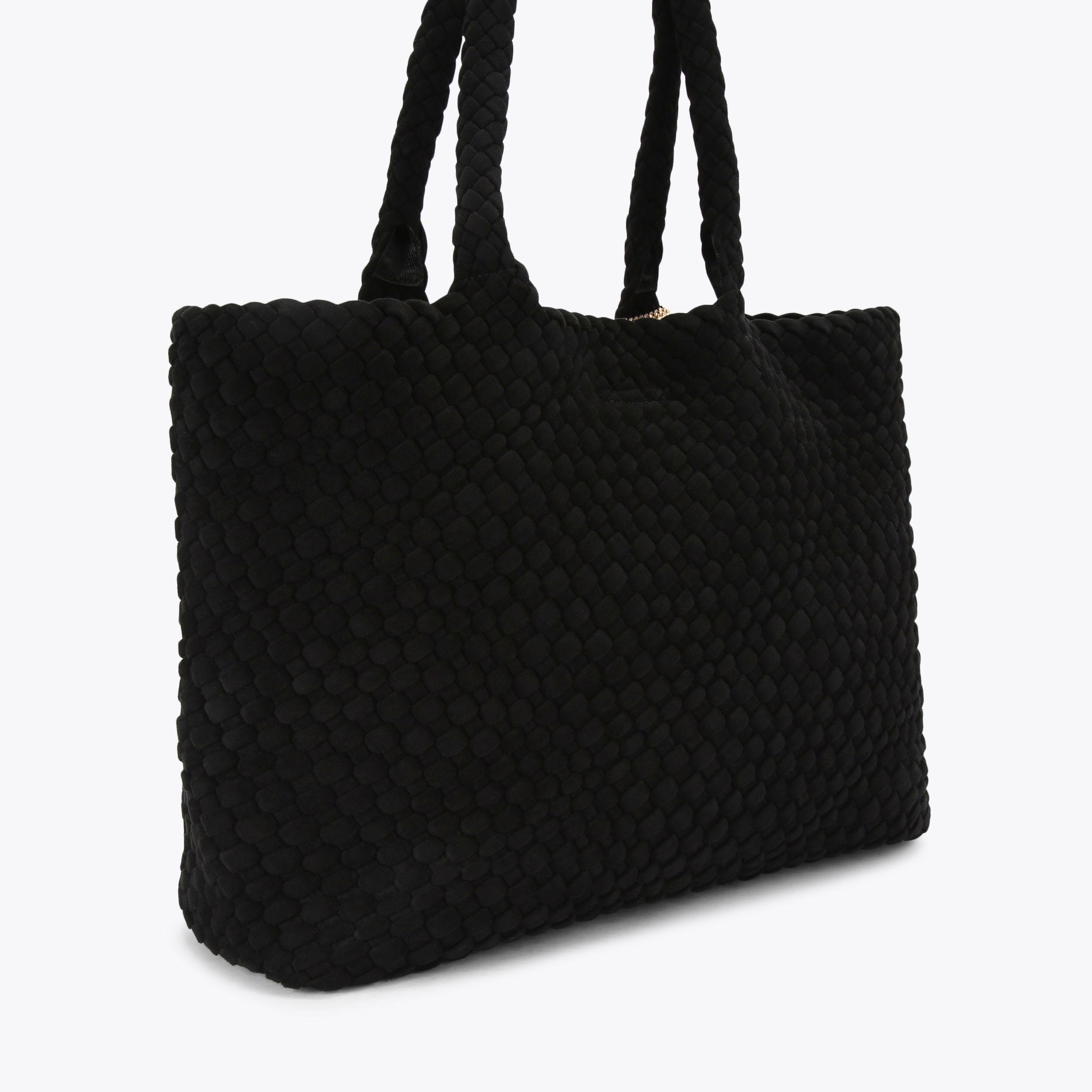 VERONA WEAVE TOTE BAG Microsuede Black Tote Bag by CARVELA