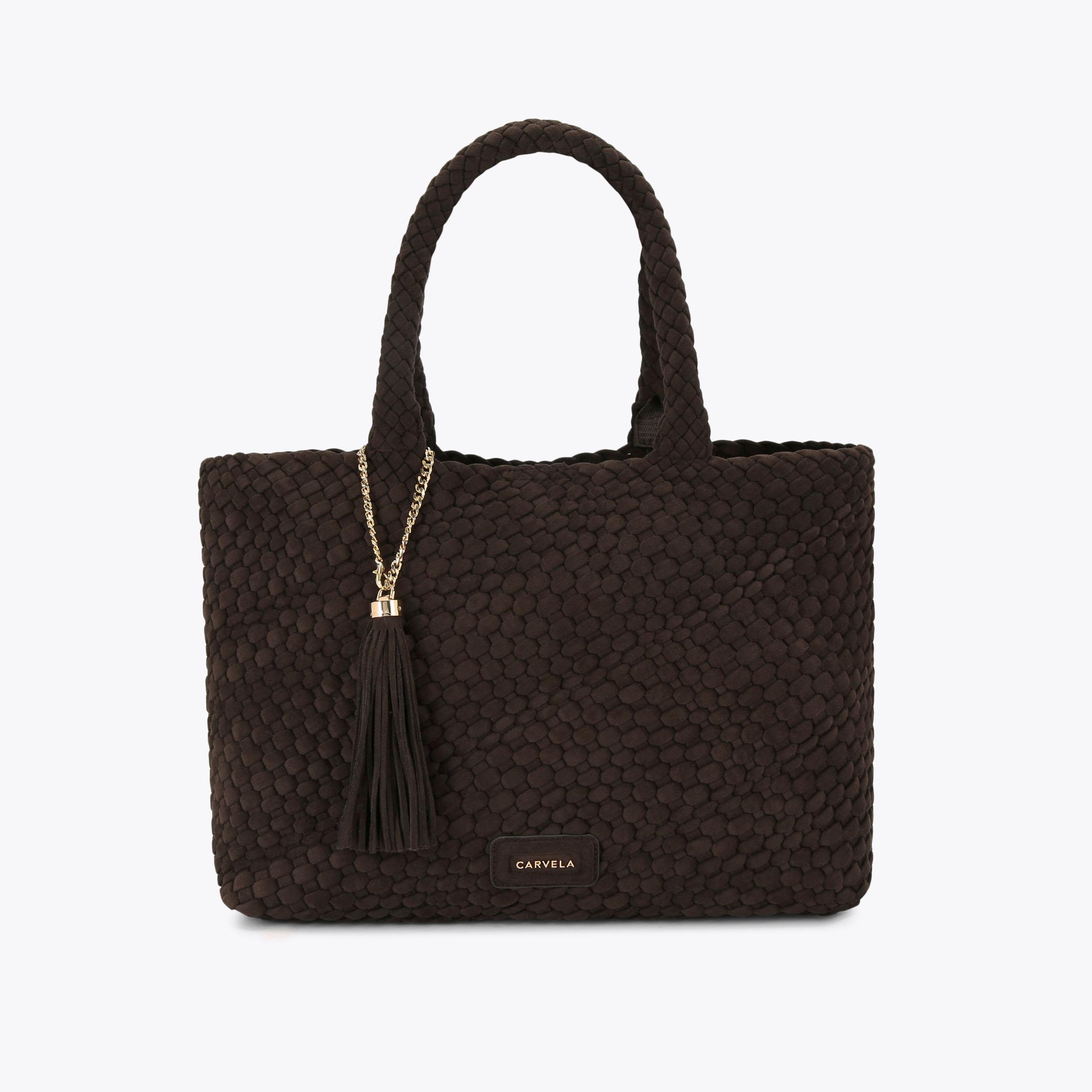 VERONA WEAVE TOTE BAG Brown Microsuede Verona Tote Bag by CARVELA