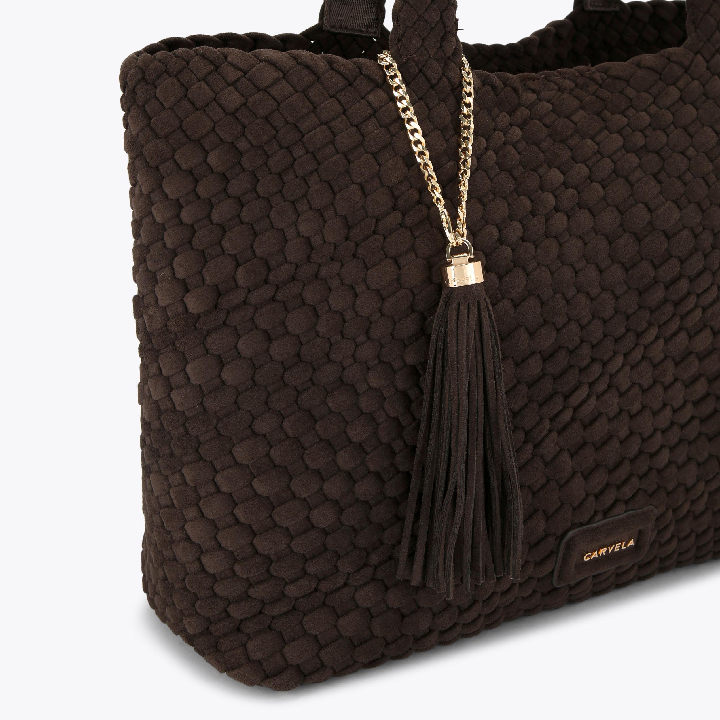VERONA WEAVE TOTE BAG Brown Microsuede Verona Tote Bag by CARVELA