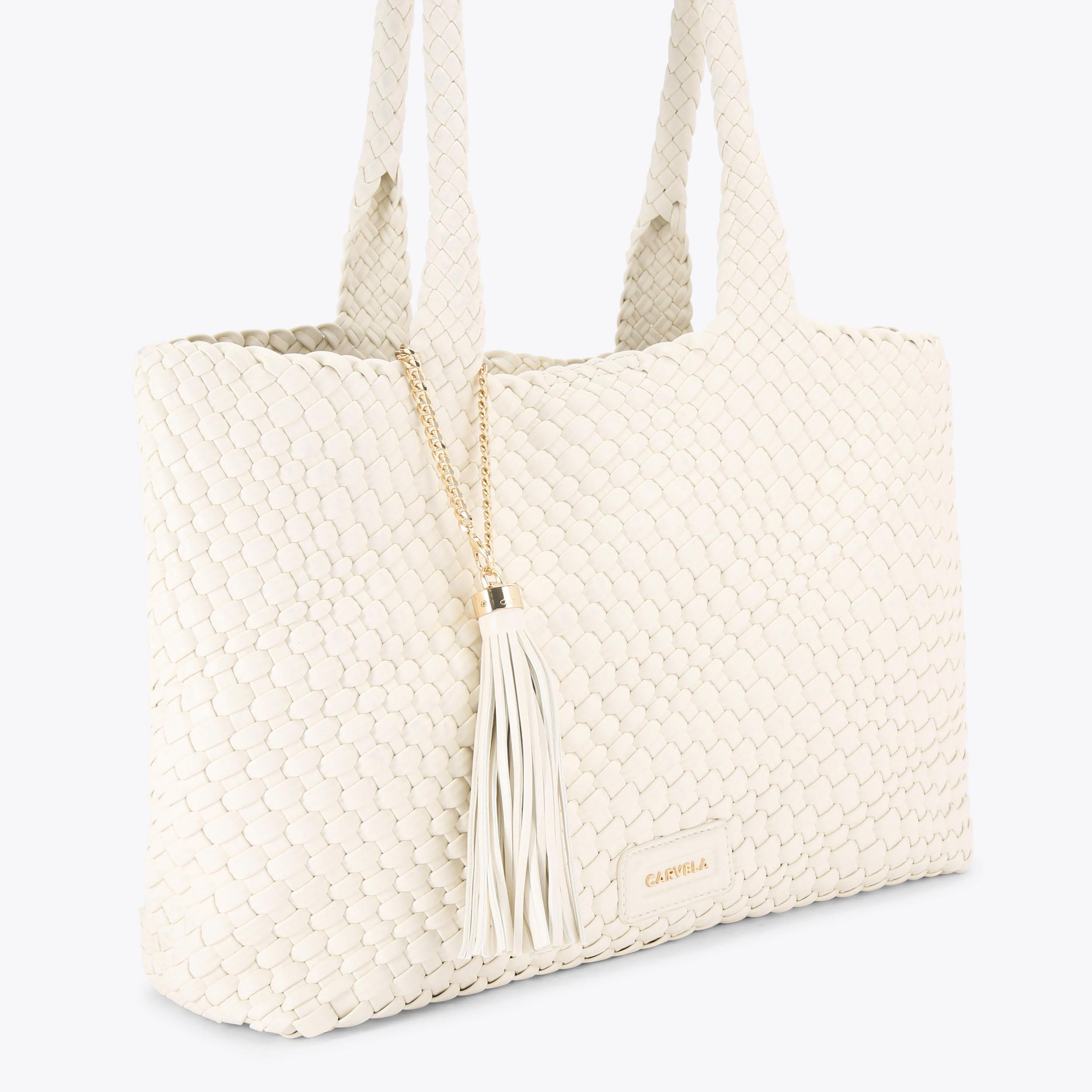 VERONA WEAVE TOTE BAG Bone Synthetic Tote Bag by CARVELA