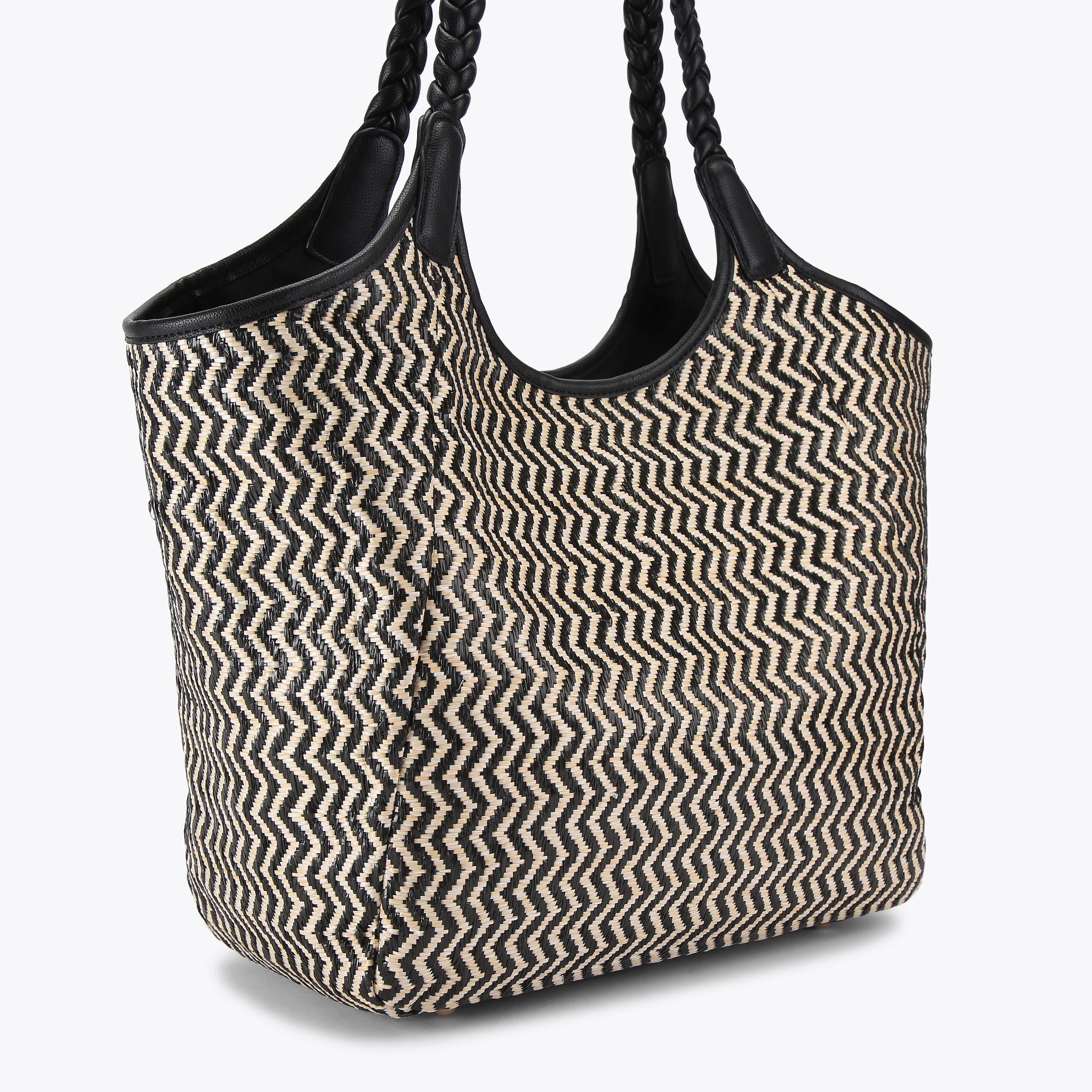 CAPRI WEAVE TOTE Black Bone Shoulder Bag by CARVELA