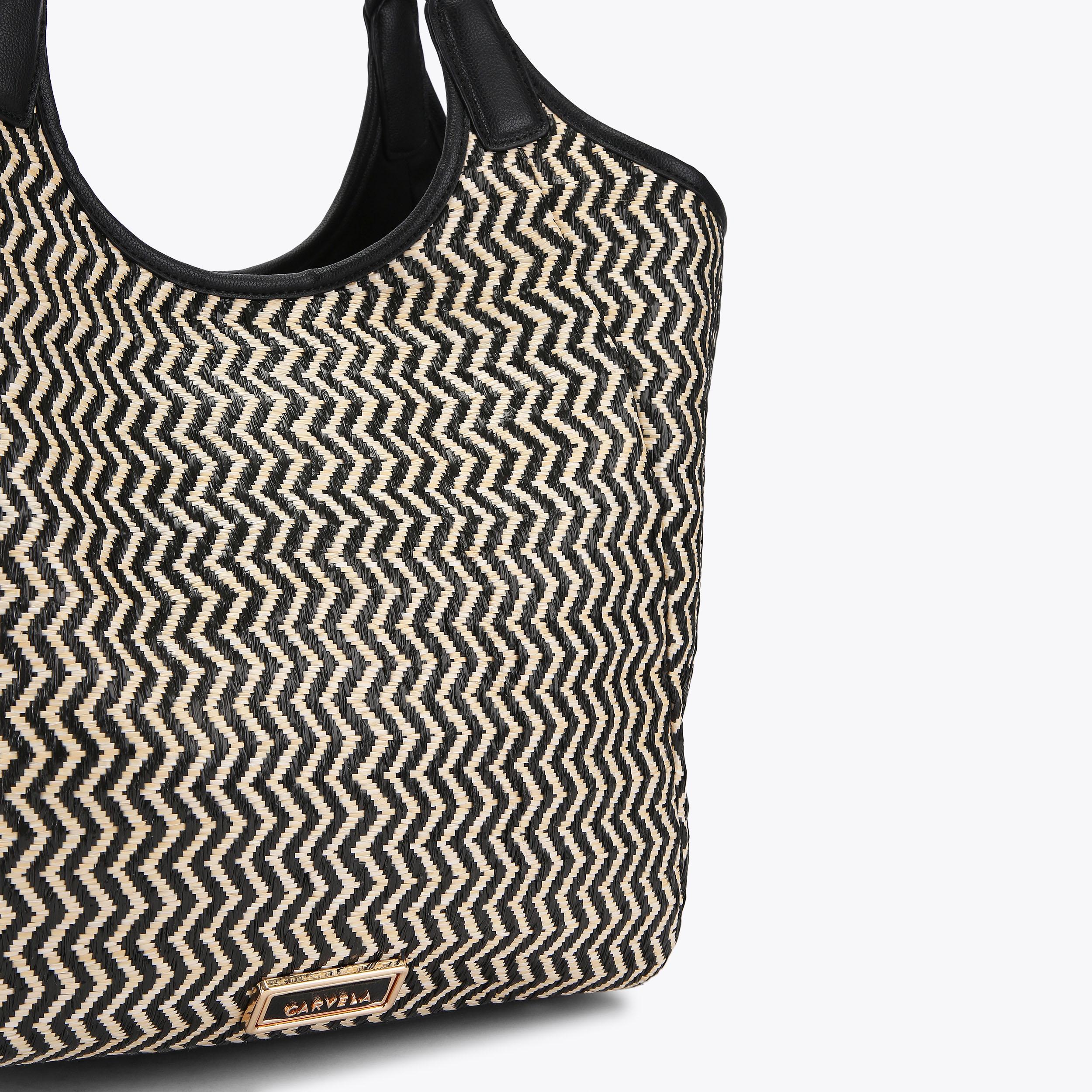CAPRI WEAVE TOTE Black Bone Shoulder Bag by CARVELA