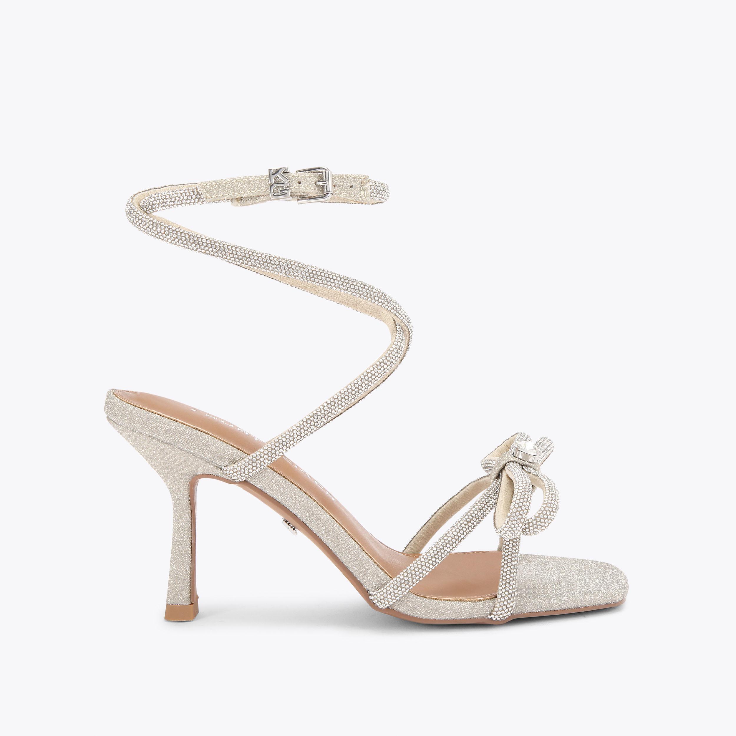 AVERY SANDAL Silver Crystal Heel by KG KURT GEIGER