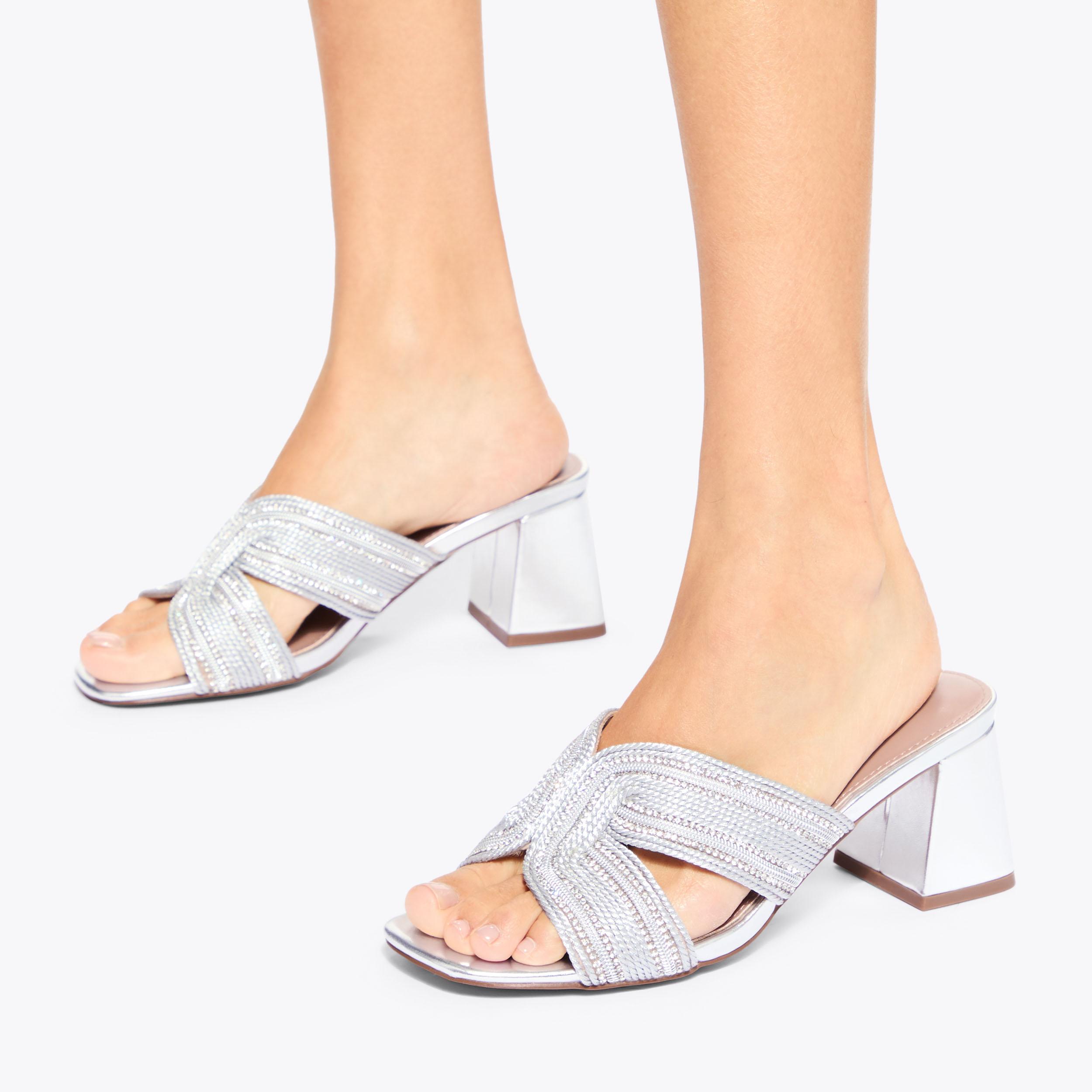 POSE MULE Silver Rope Block Heel by KG KURT GEIGER