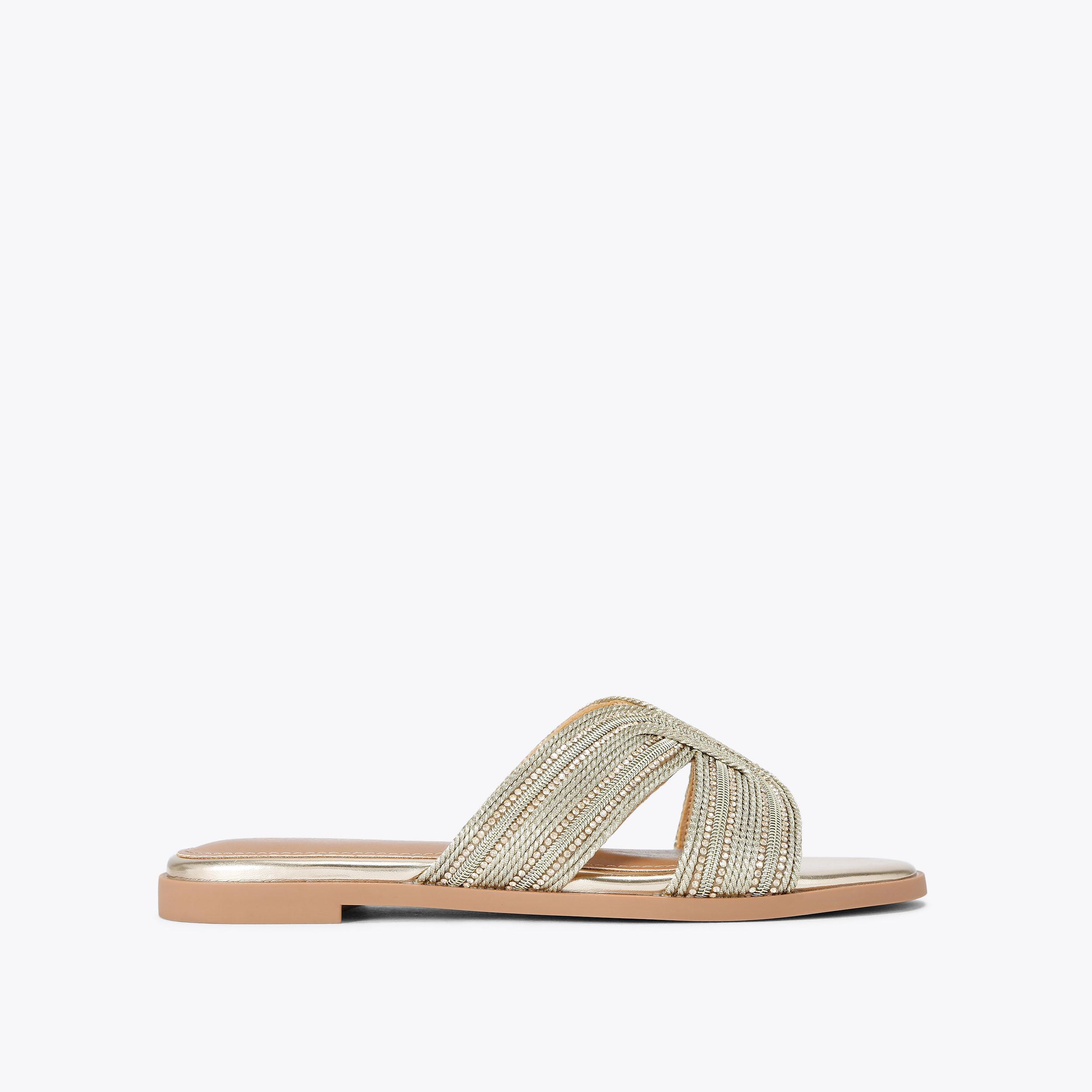 POSE SANDAL Gold Synthetic Sandal by KG KURT GEIGER