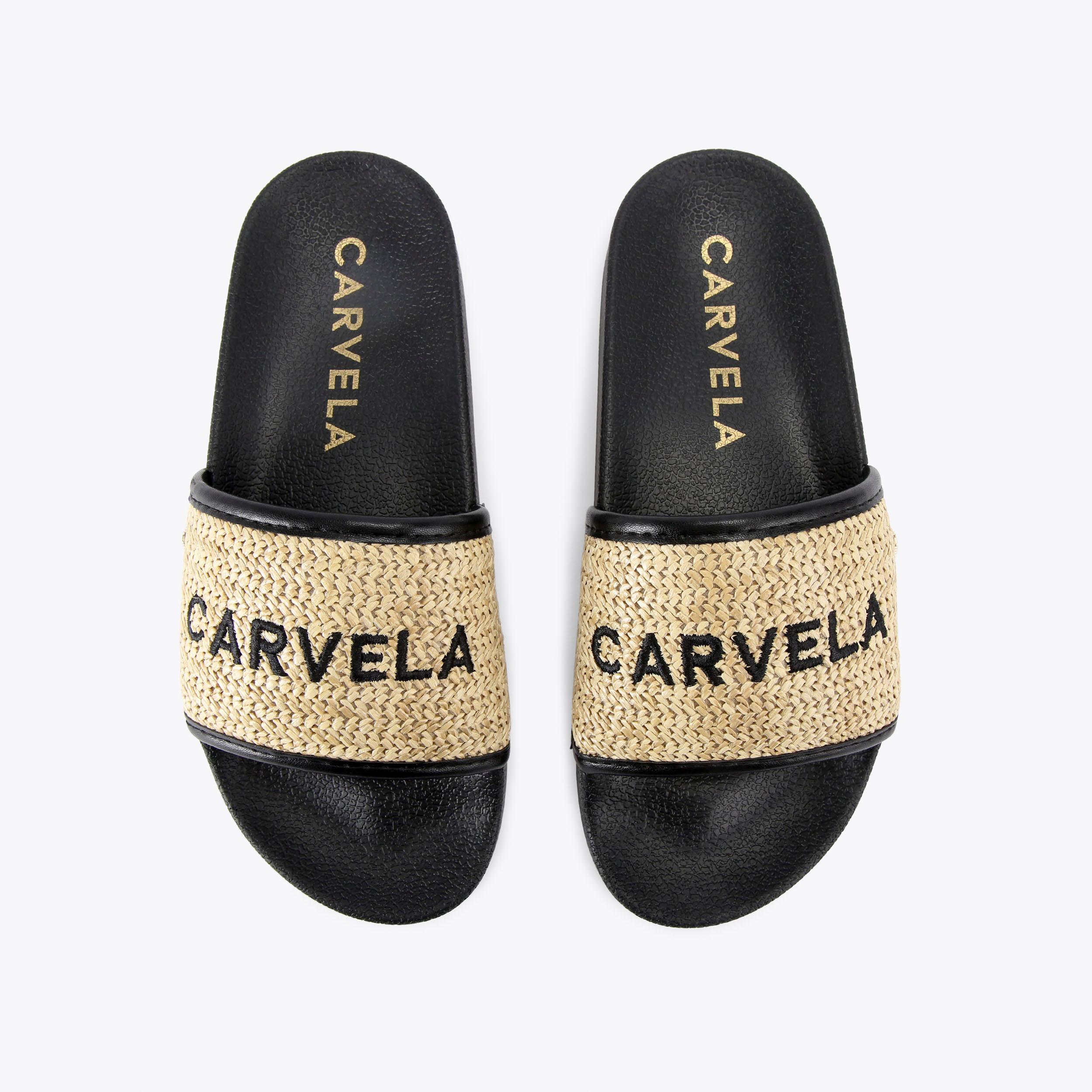 SORRENTO SLIDER Black Raffia Slide On Sandal by CARVELA