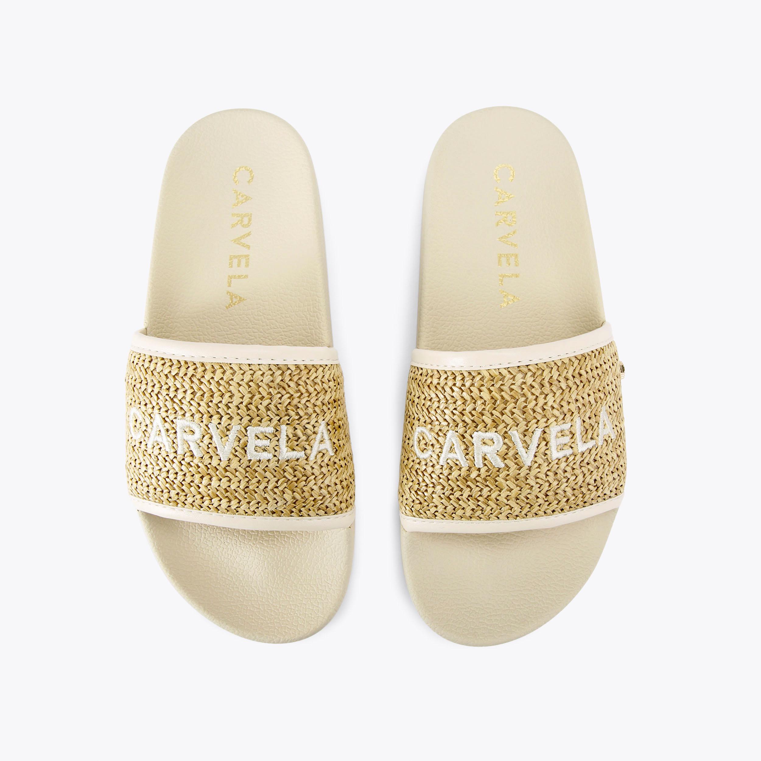 SORRENTO SLIDER Beige Woven Slip On Sandal by CARVELA