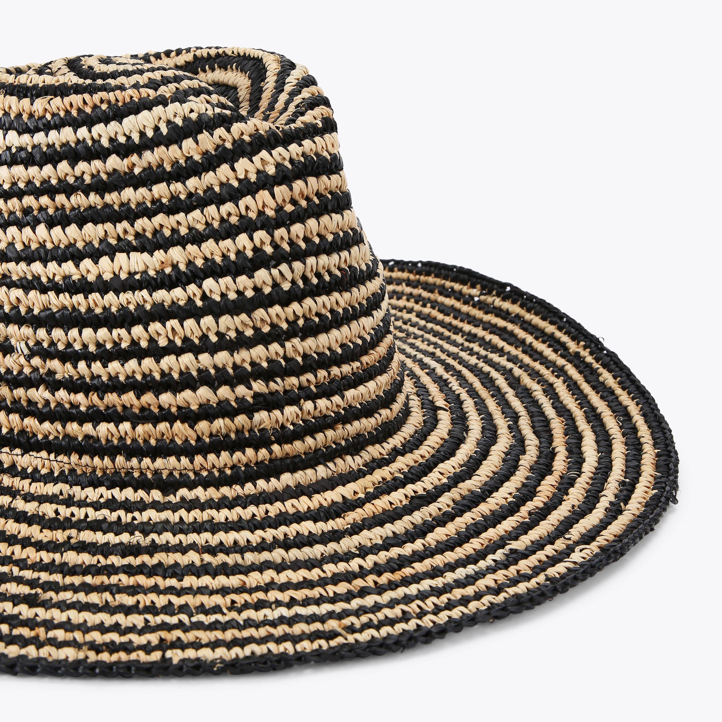 SORRENTO RAFFIA HAT Beige And Black Raffia Hat by CARVELA