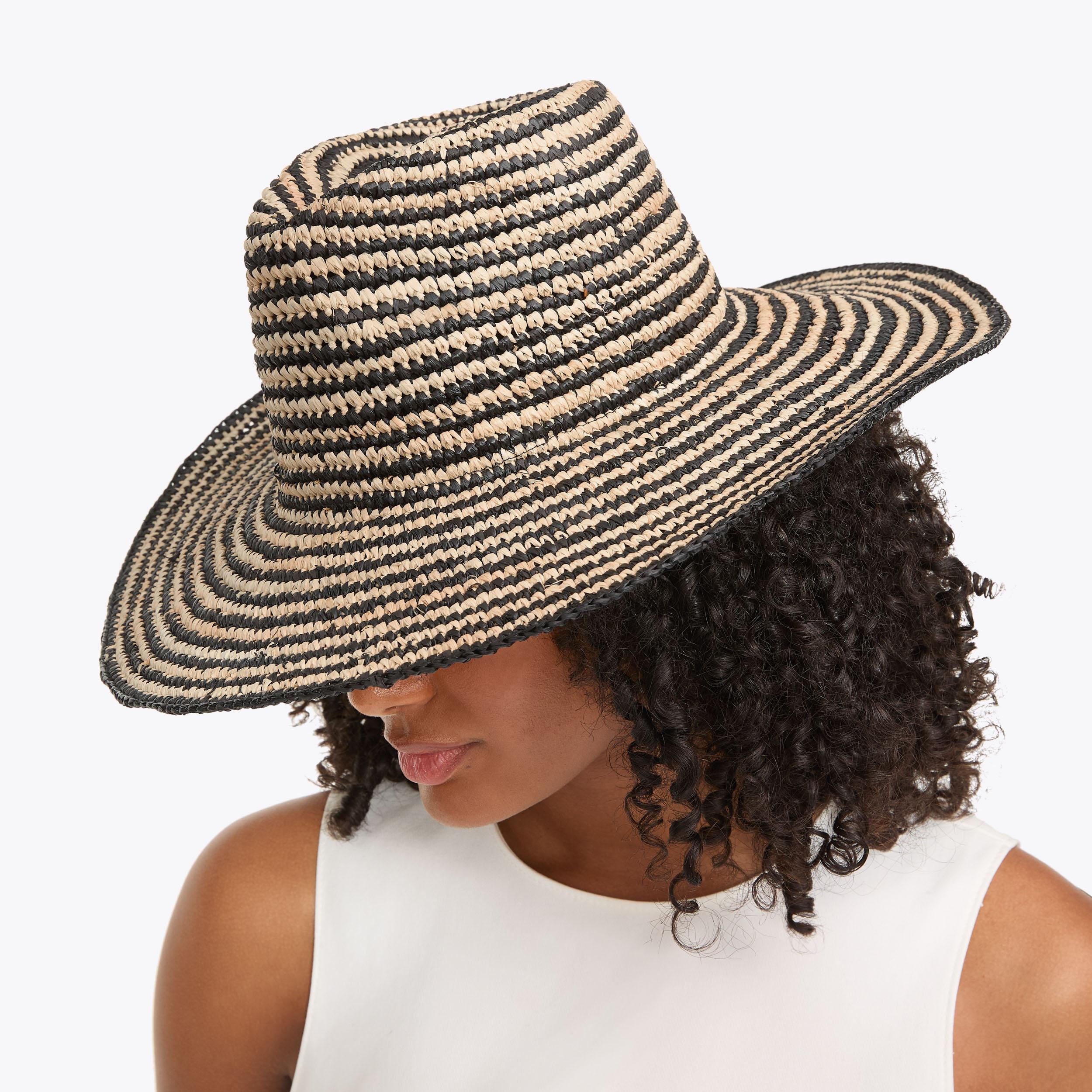SORRENTO RAFFIA HAT Beige And Black Raffia Hat by CARVELA