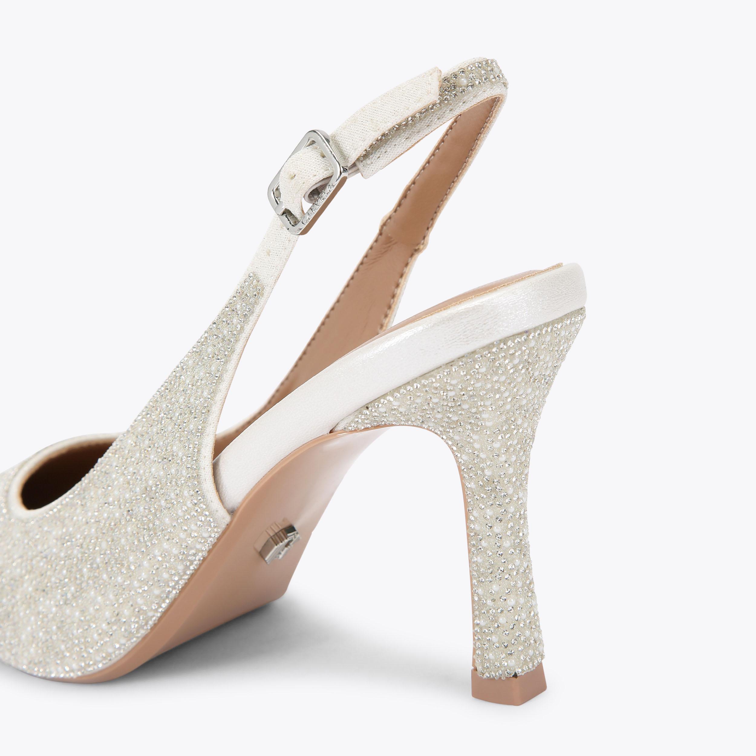 CORLETTA SLING COURT White Crystal Pearl Court Heel by CARVELA