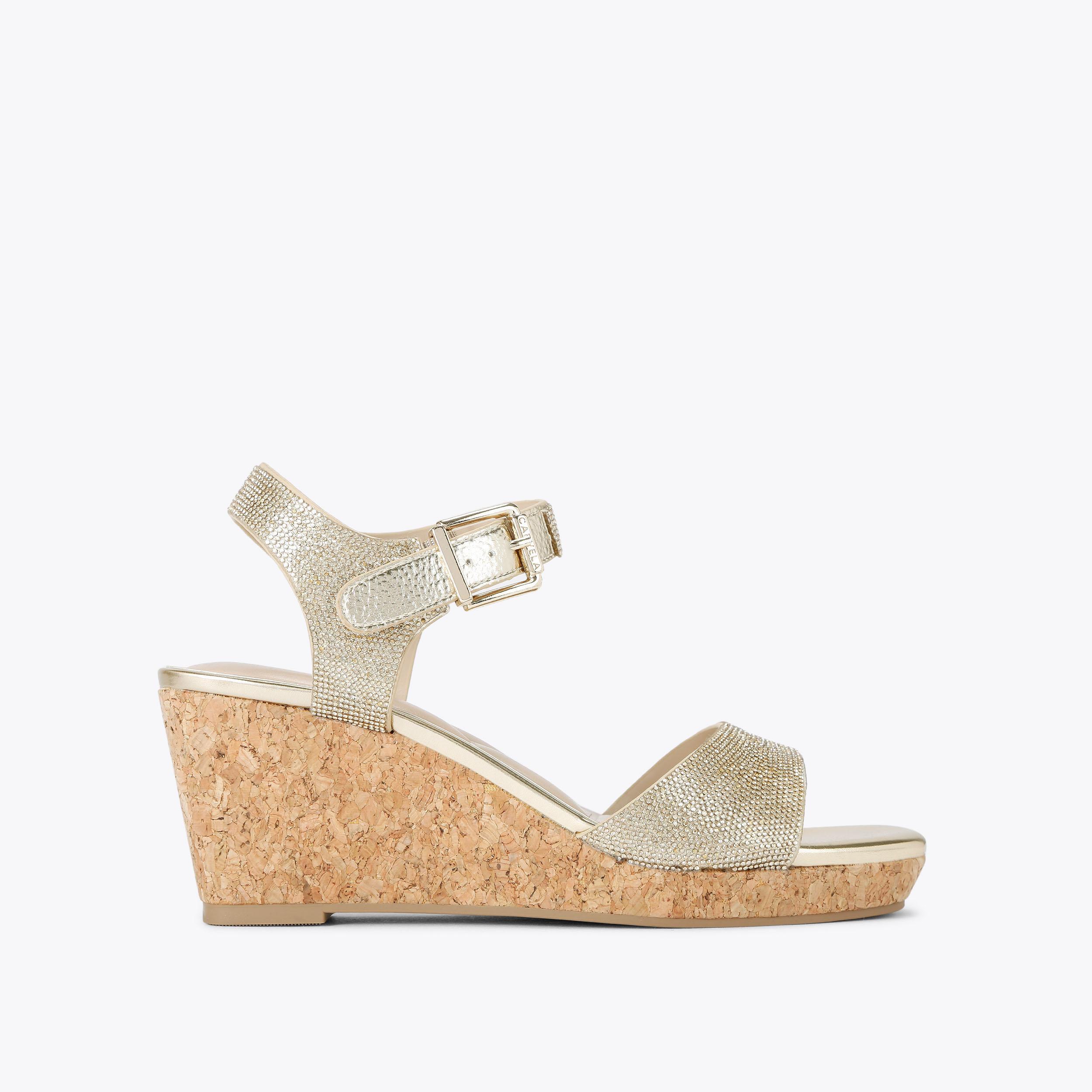 SADIE WEDGE JEWEL Gold Crystal Wedge Heel by CARVELA