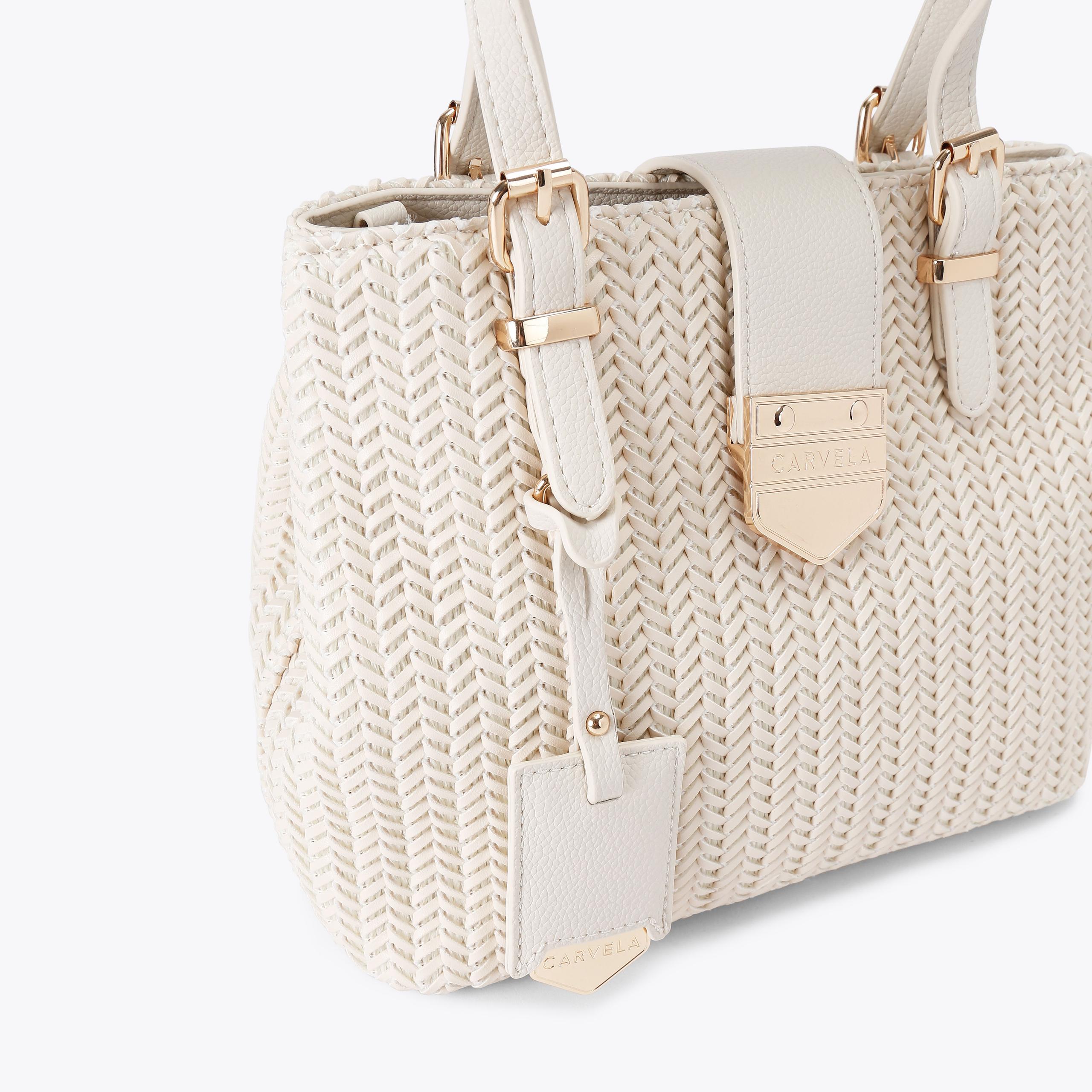 MARIA MINI WEAVE Bone Woven Style Bag by CARVELA