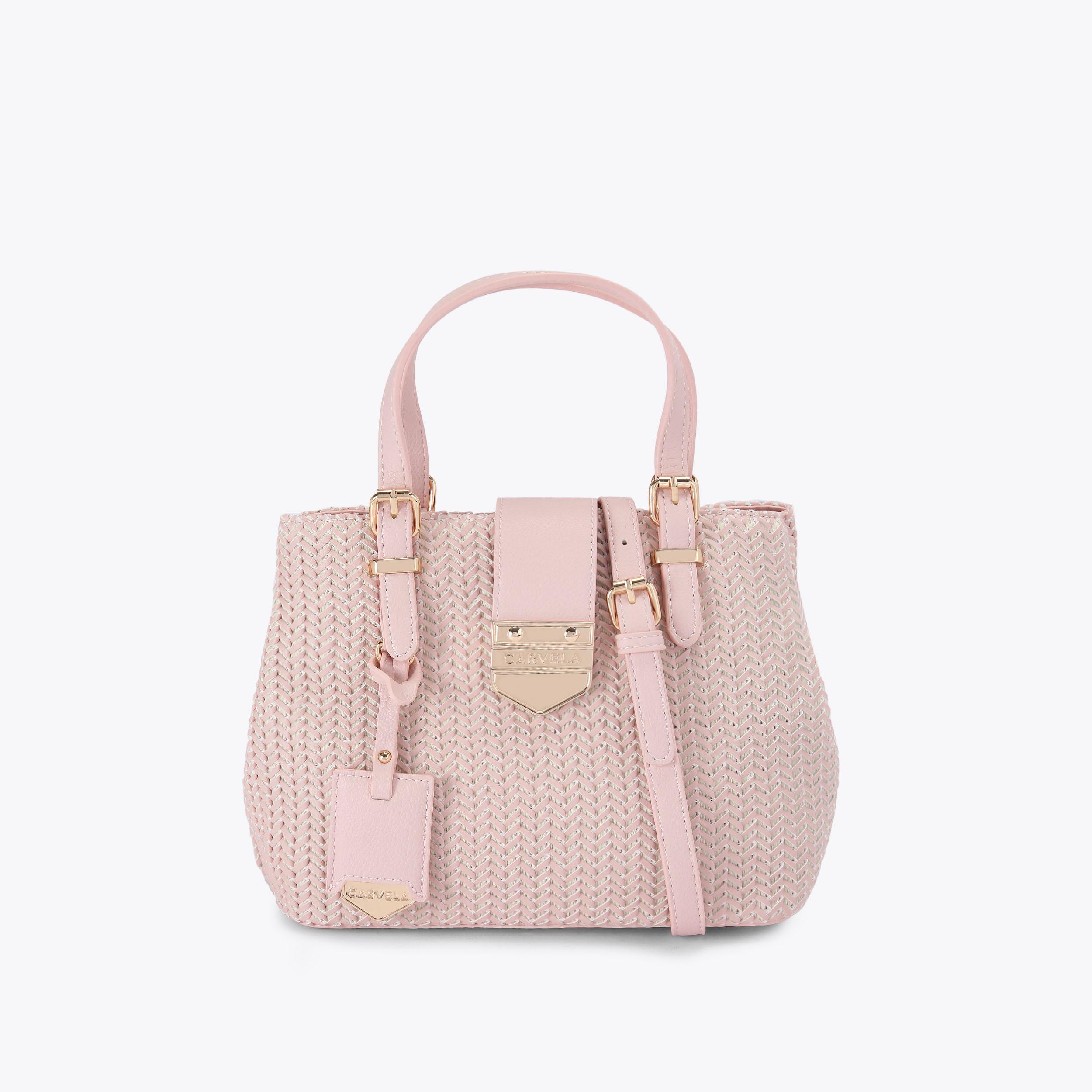 MARIA MINI WEAVE Pale Pink Tote Bag by CARVELA