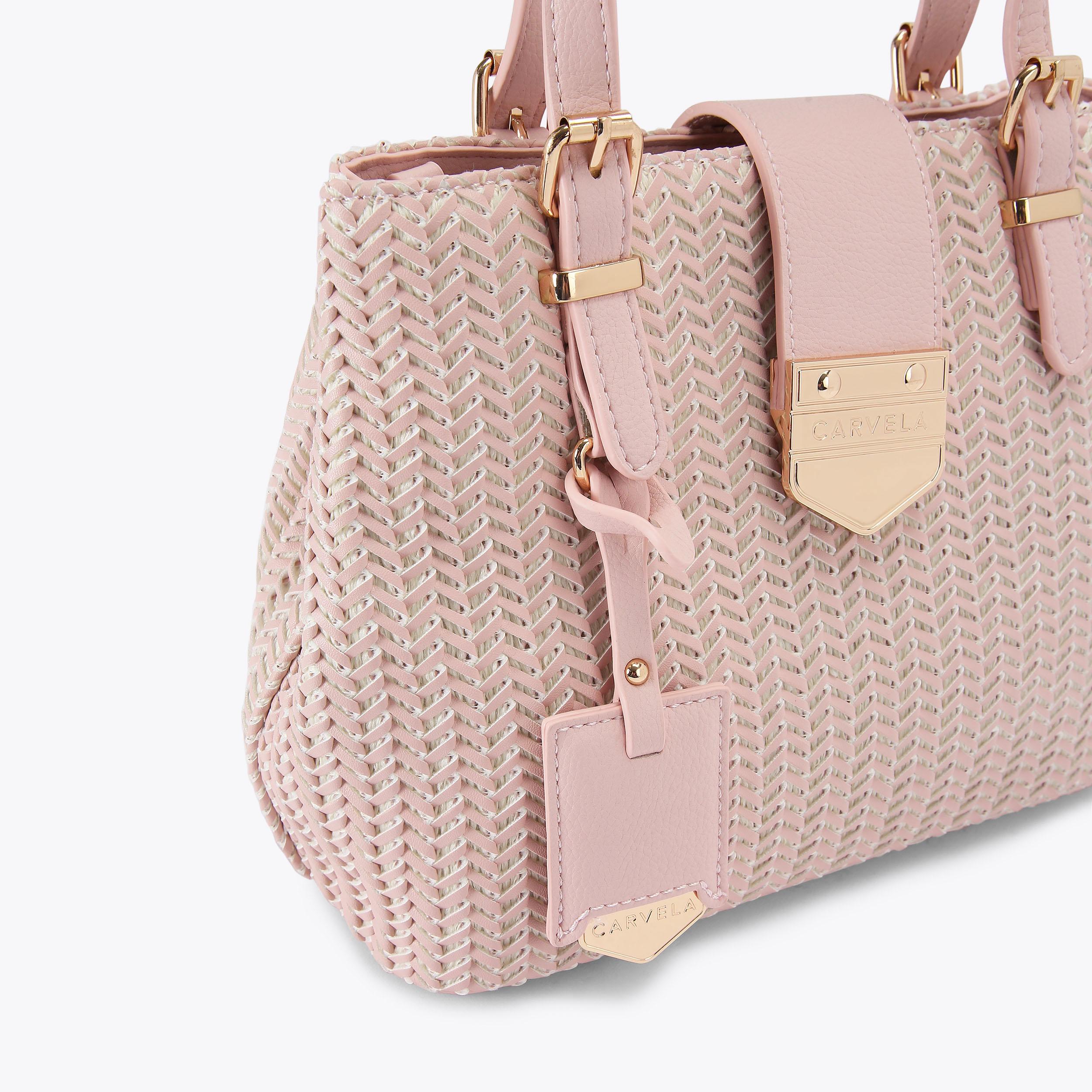 MARIA MINI WEAVE Pale Pink Tote Bag by CARVELA