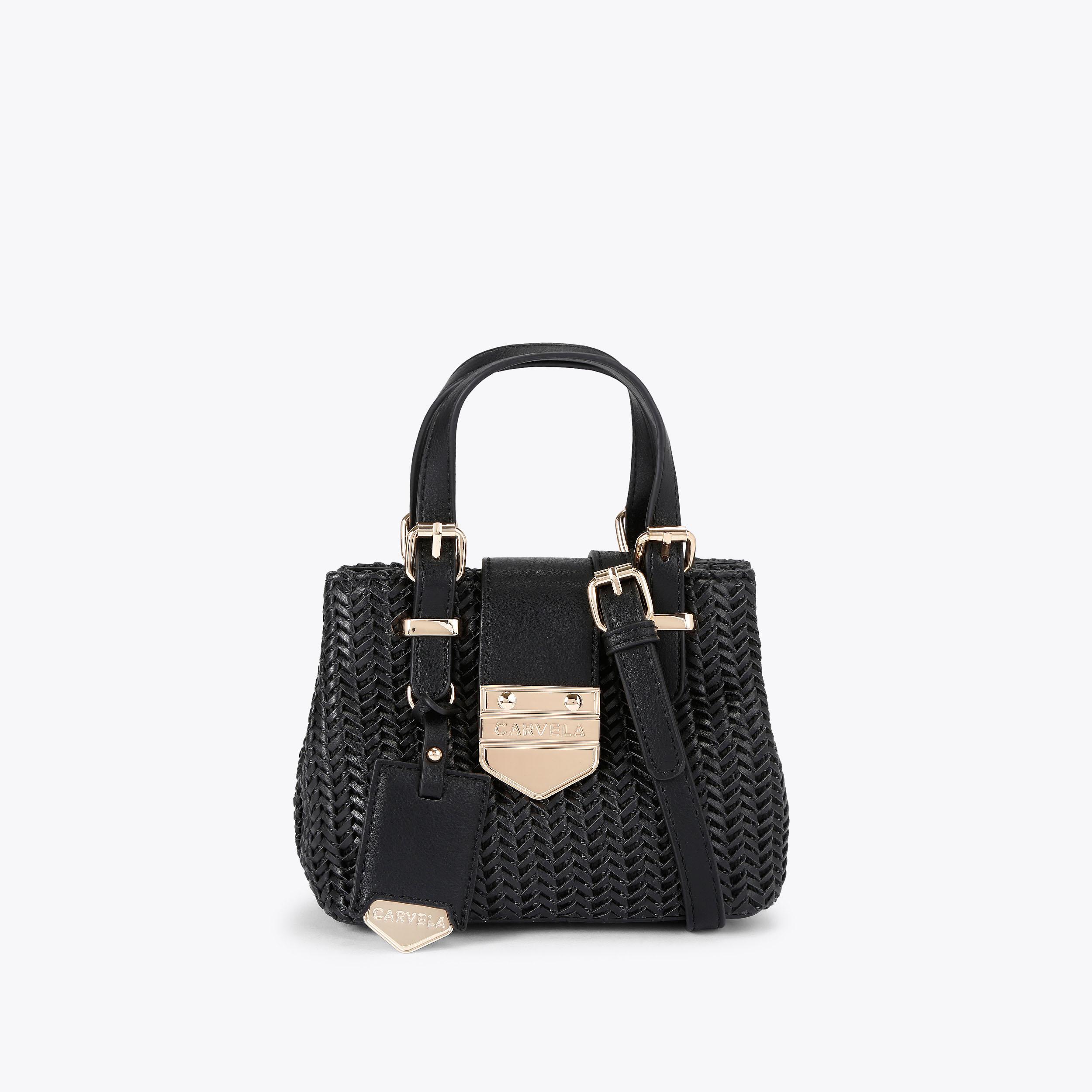 MARIA MICRO WEAVE Bone Woven Leather Tote Bag by CARVELA