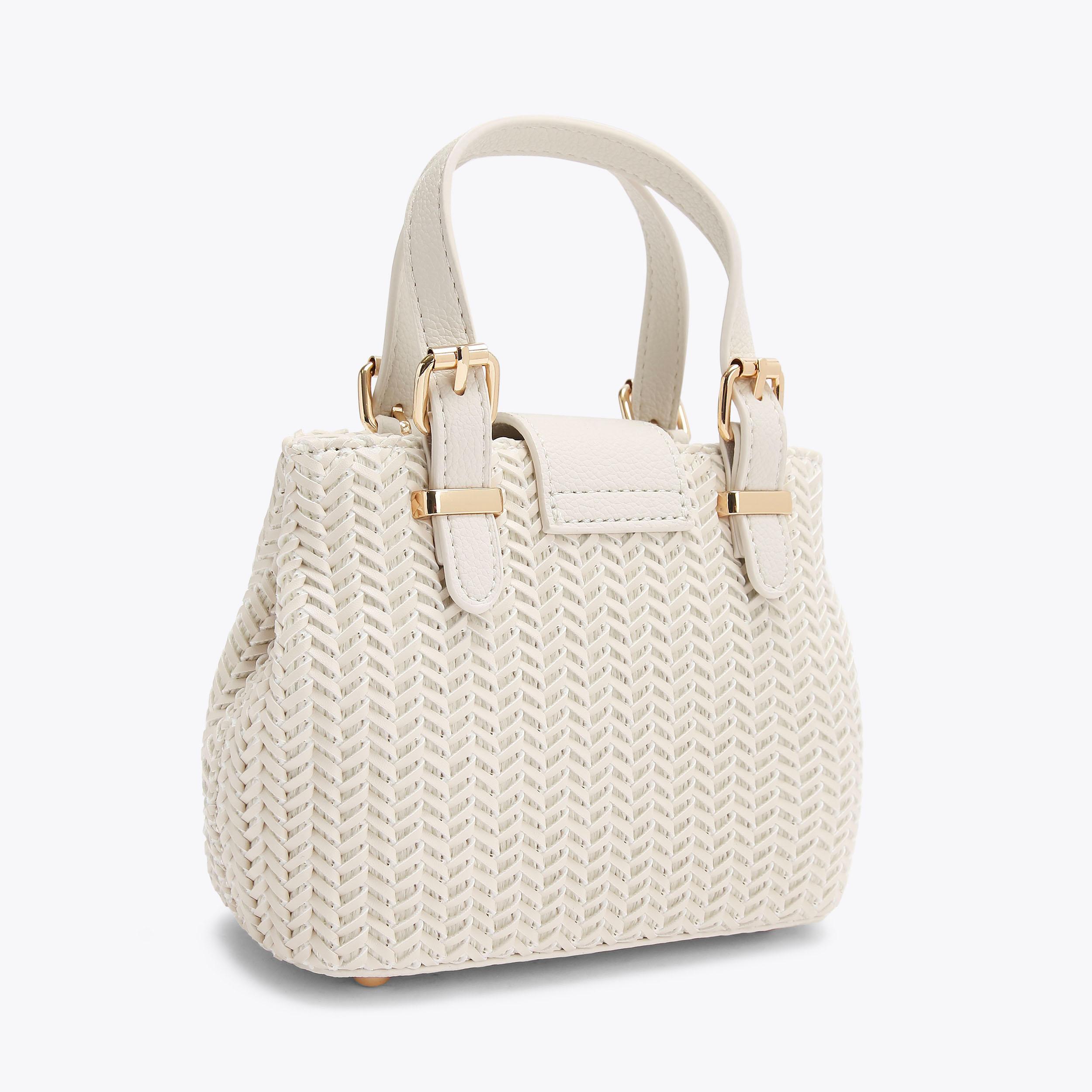 MARIA MICRO WEAVE Bone Woven Leather Tote Bag by CARVELA