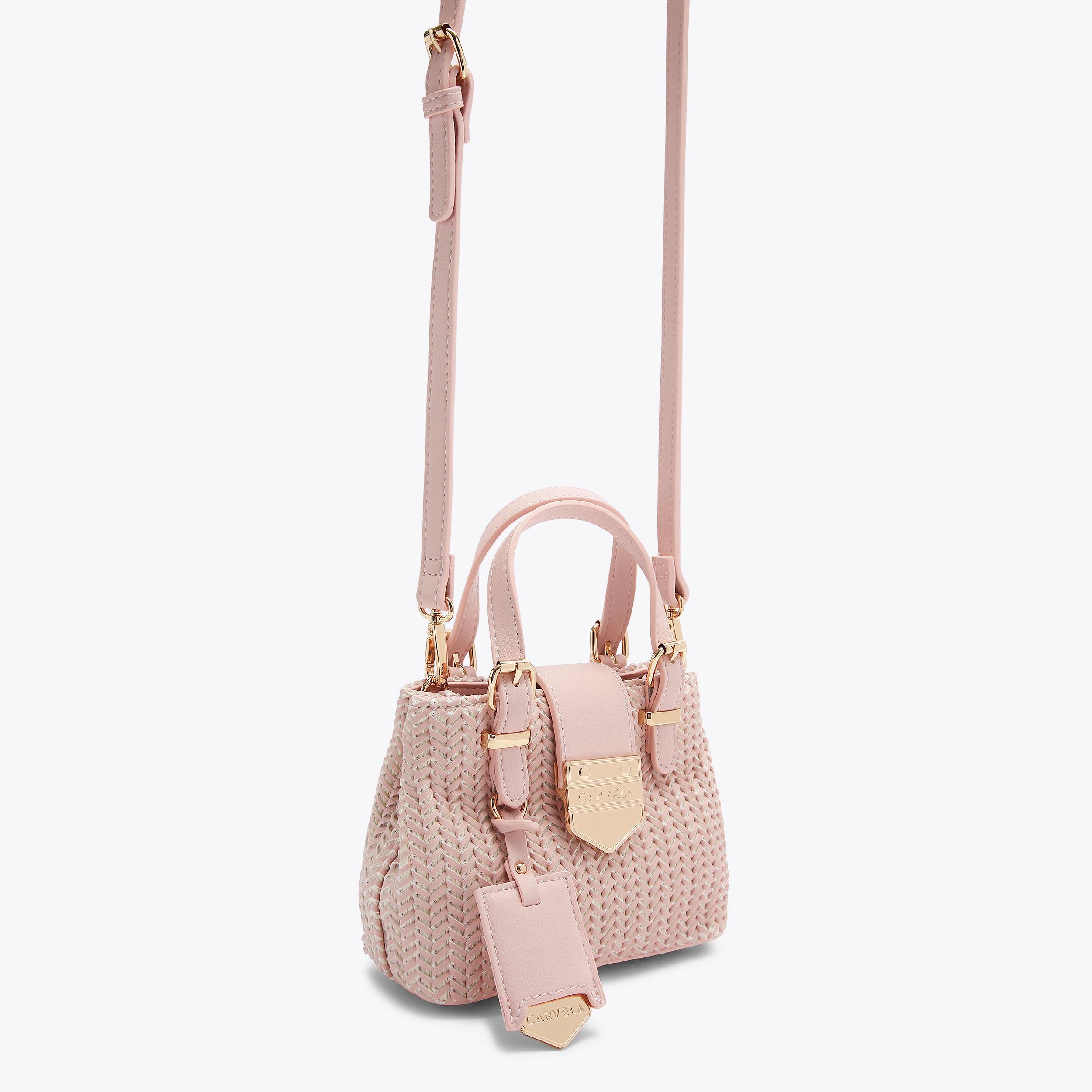 MARIA MICRO WEAVE Pink Woven Leather Tote Bag by CARVELA