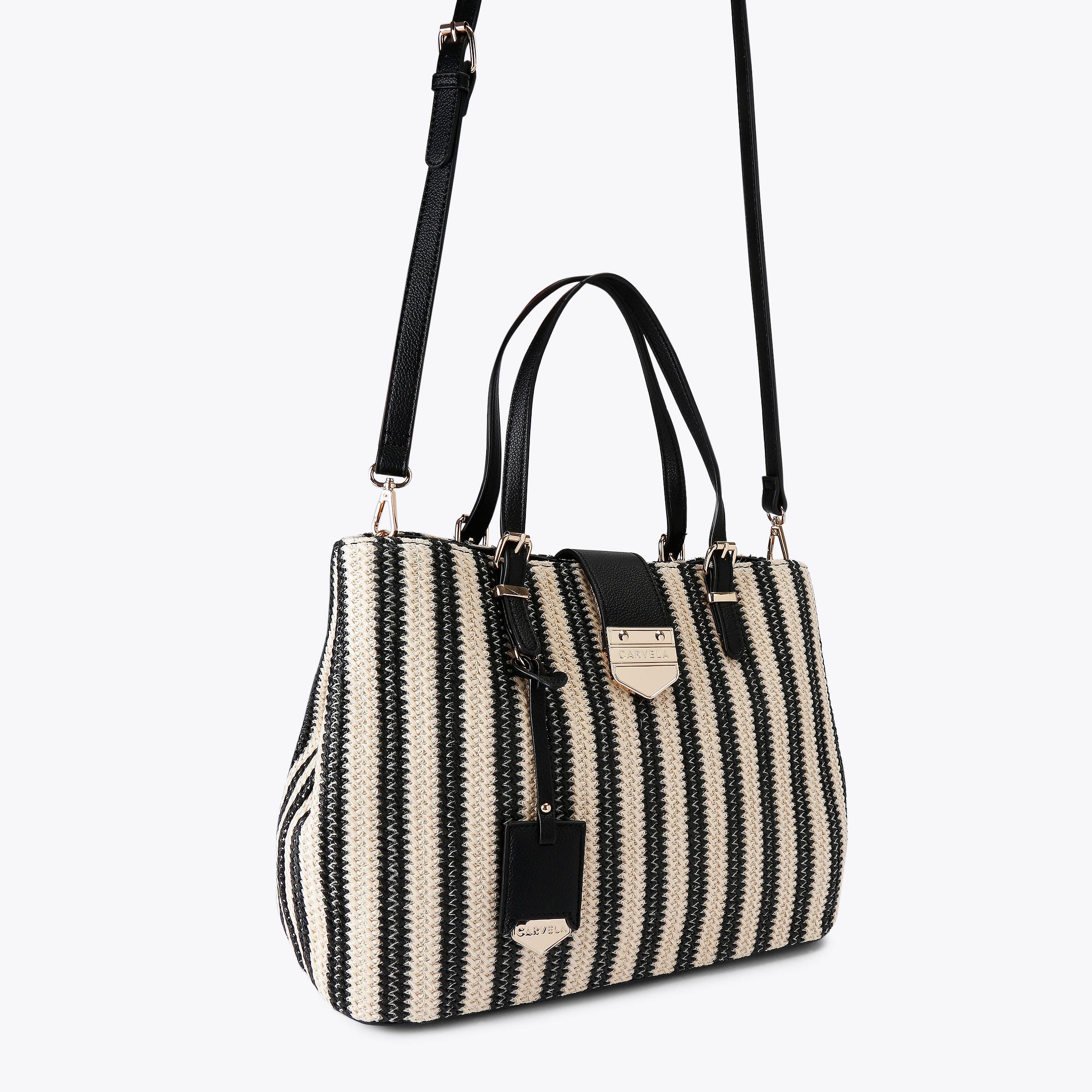MARIA MIDI STRIPE Striped Raffia Tote Bag by CARVELA