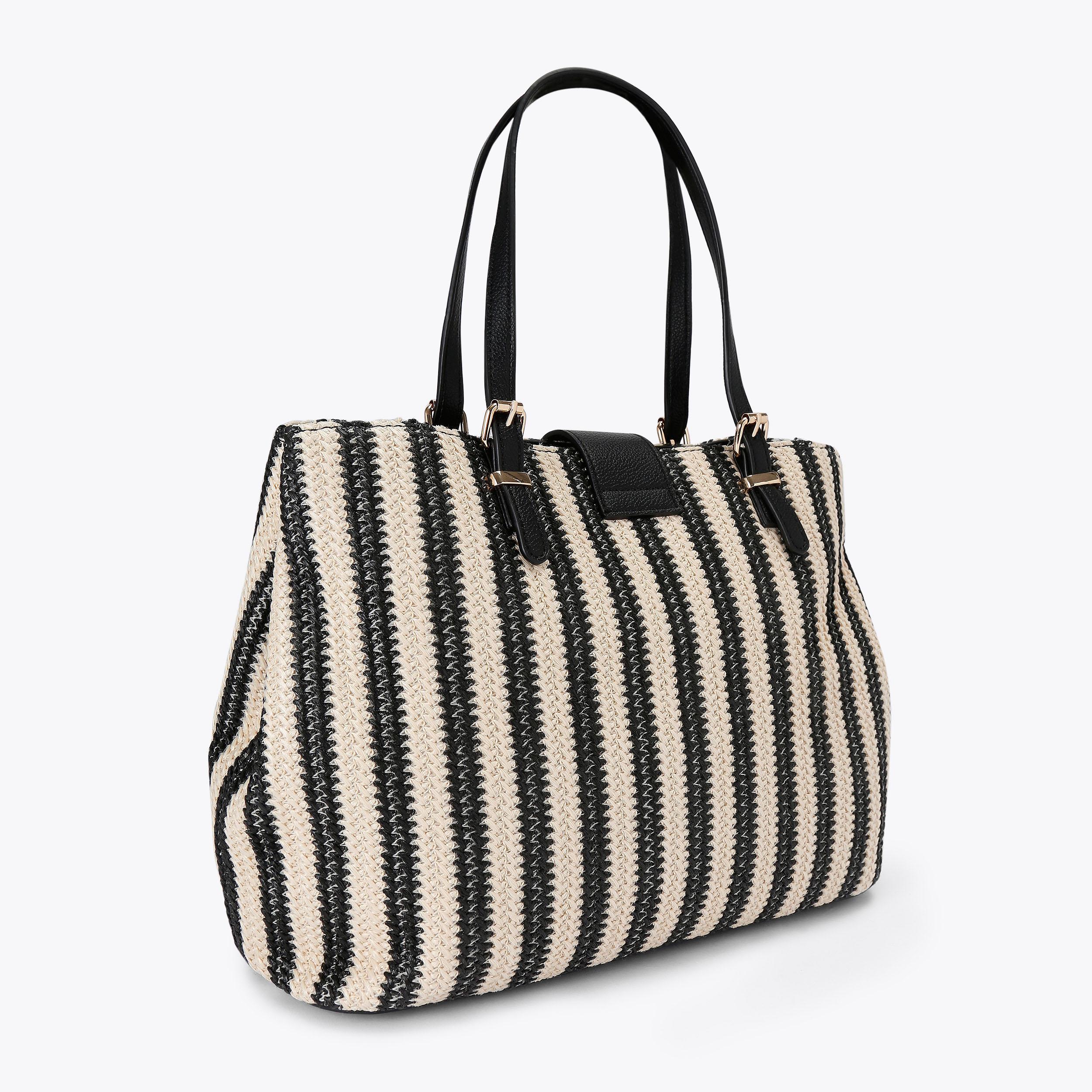 MARIA MIDI STRIPE Striped Raffia Tote Bag by CARVELA