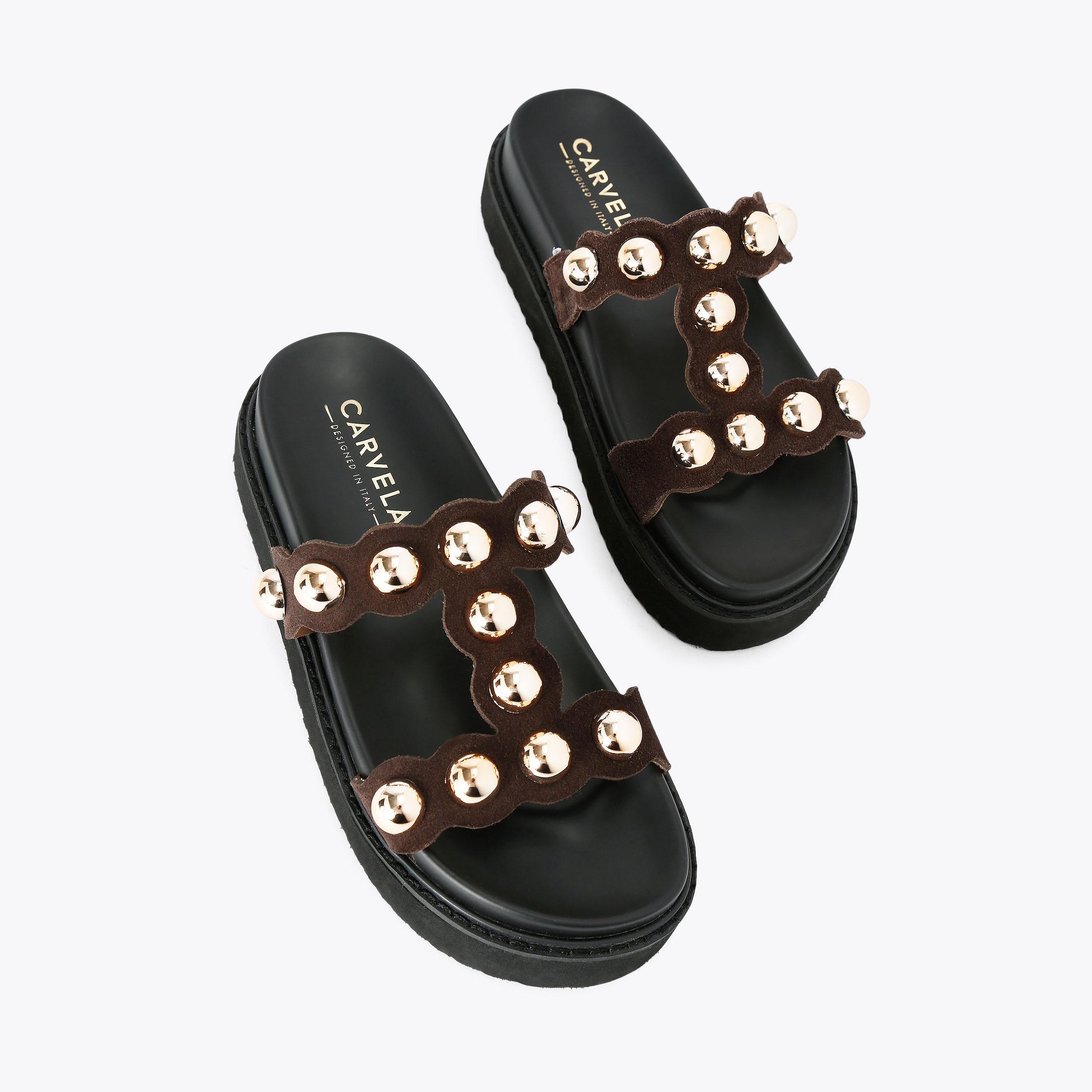 GIANNA SANDAL Brown Suede Slip On Sandal by CARVELA