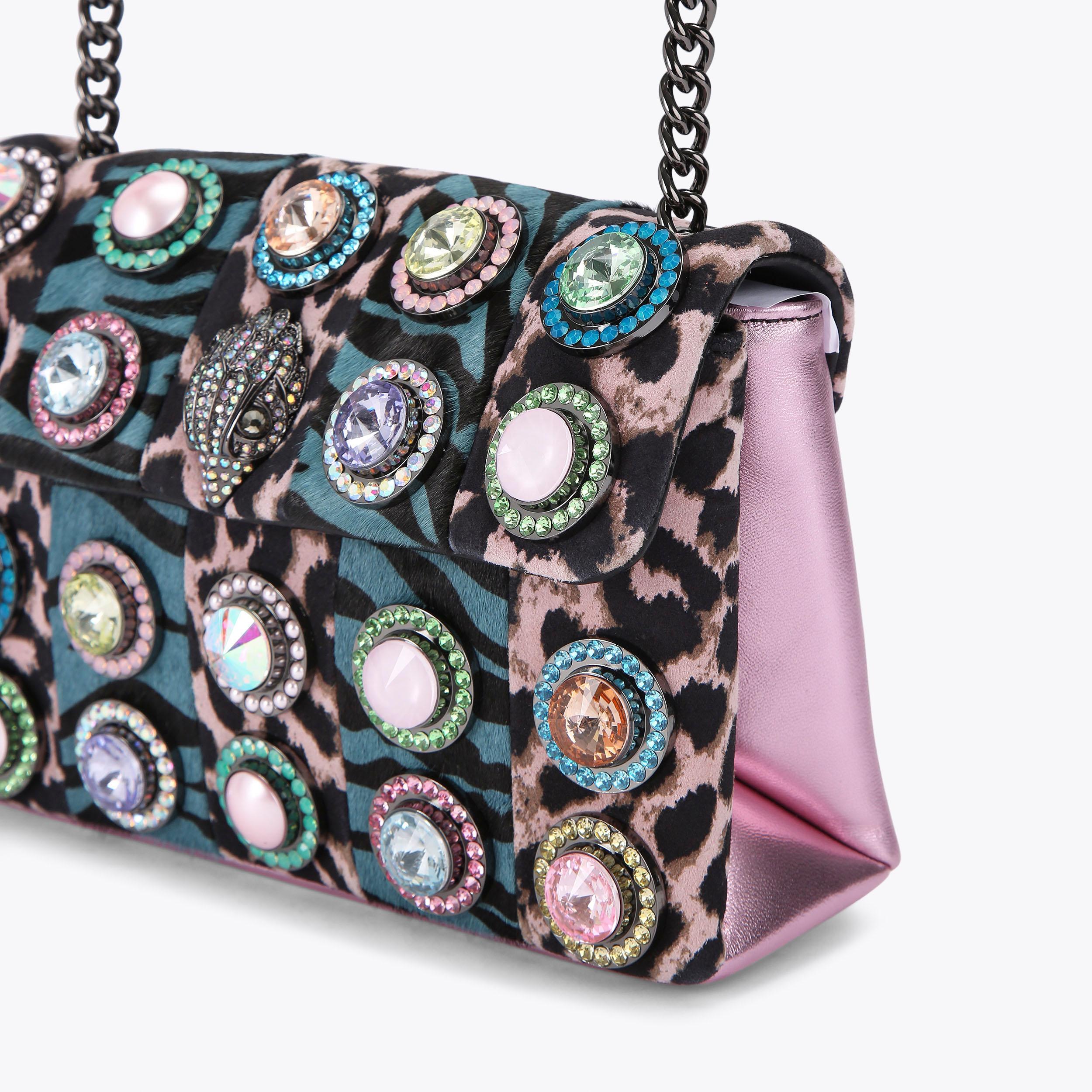 MD KENSINGTON OCTAVIA Blue And Pink Animal Print Cross Body by KURT GEIGER LONDON