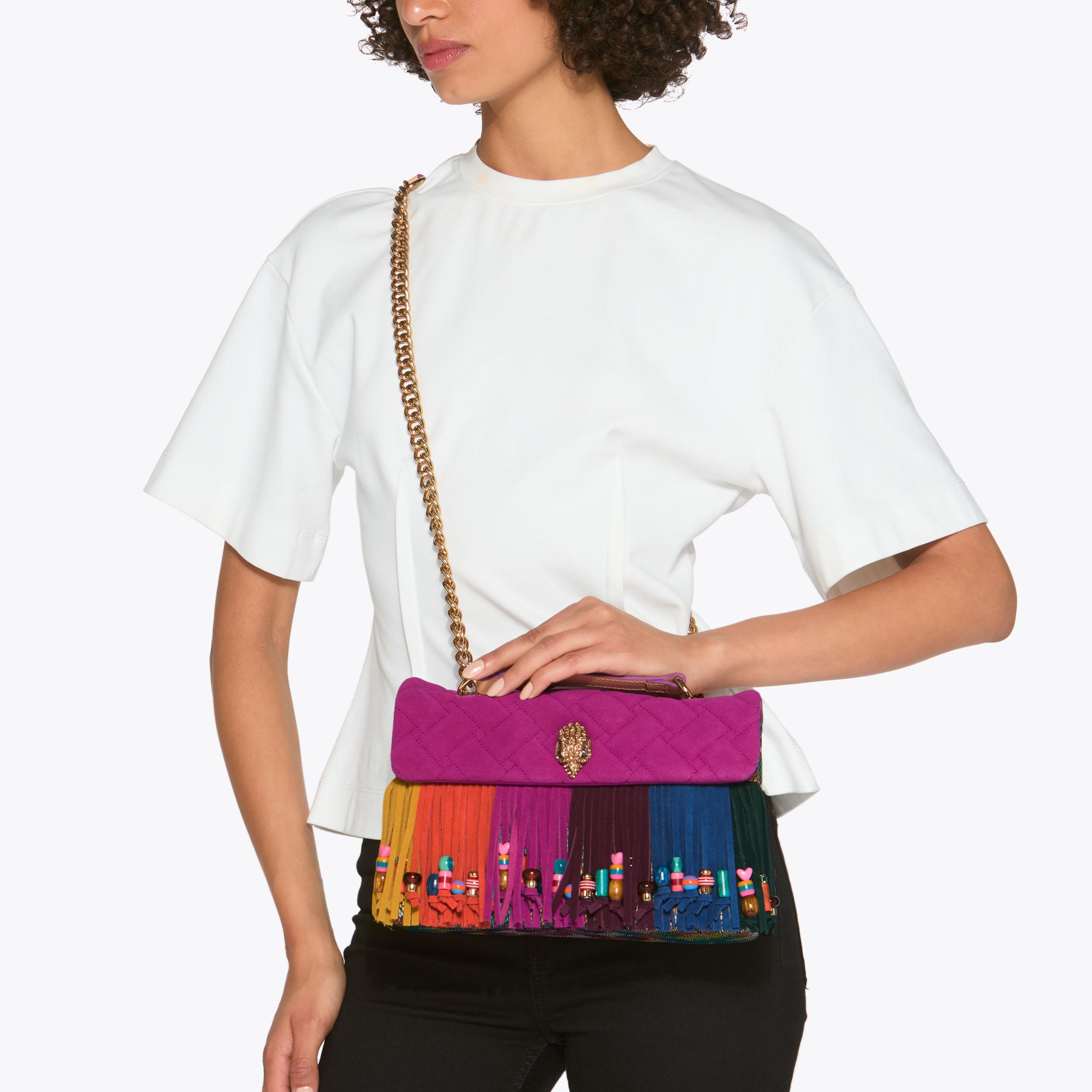 KENSINGTON FRINGE BAG Rainbow Monogram Fringe Bag by KURT GEIGER LONDON