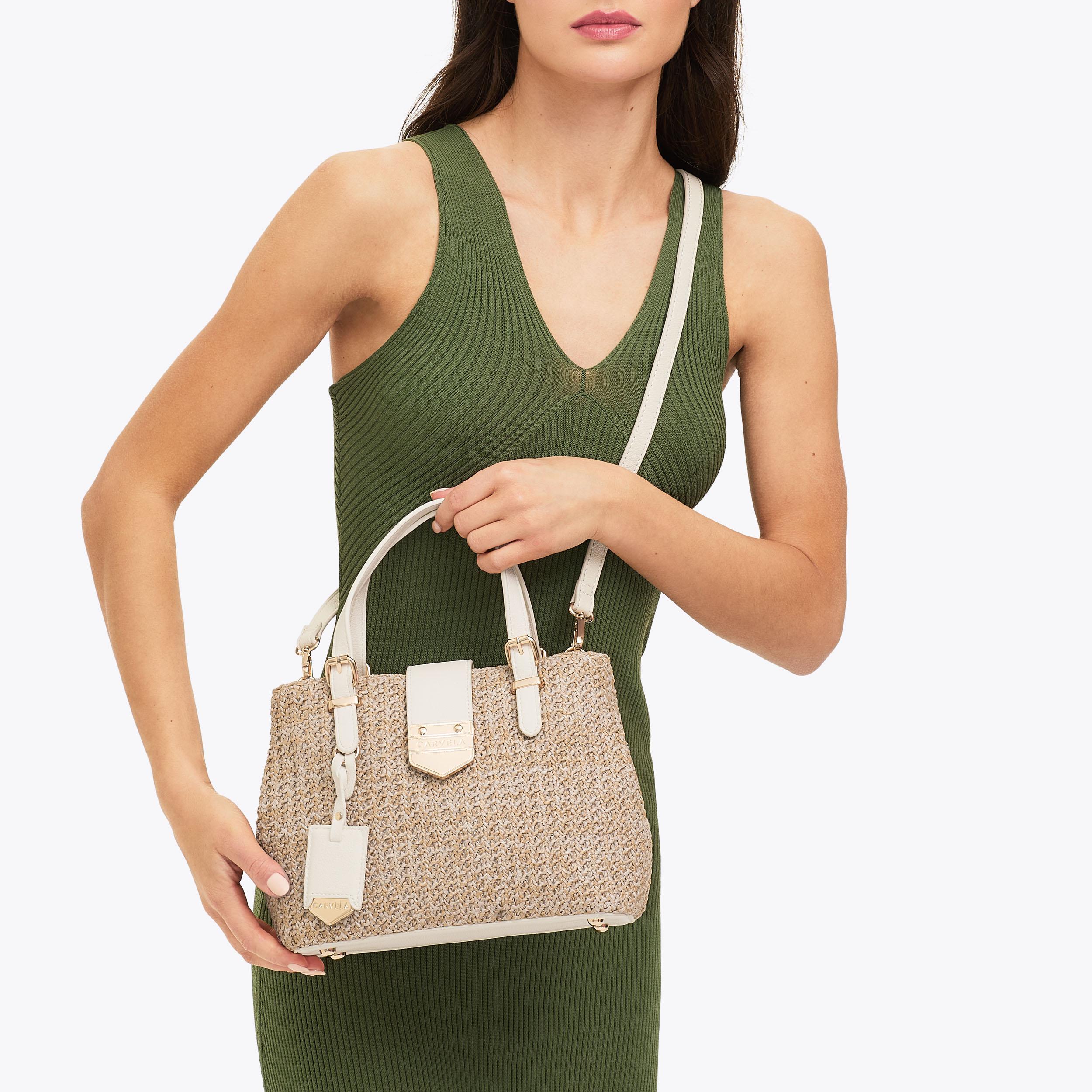 MARIA MINI TOTE Natural Woven Raffia Tote Bag by CARVELA