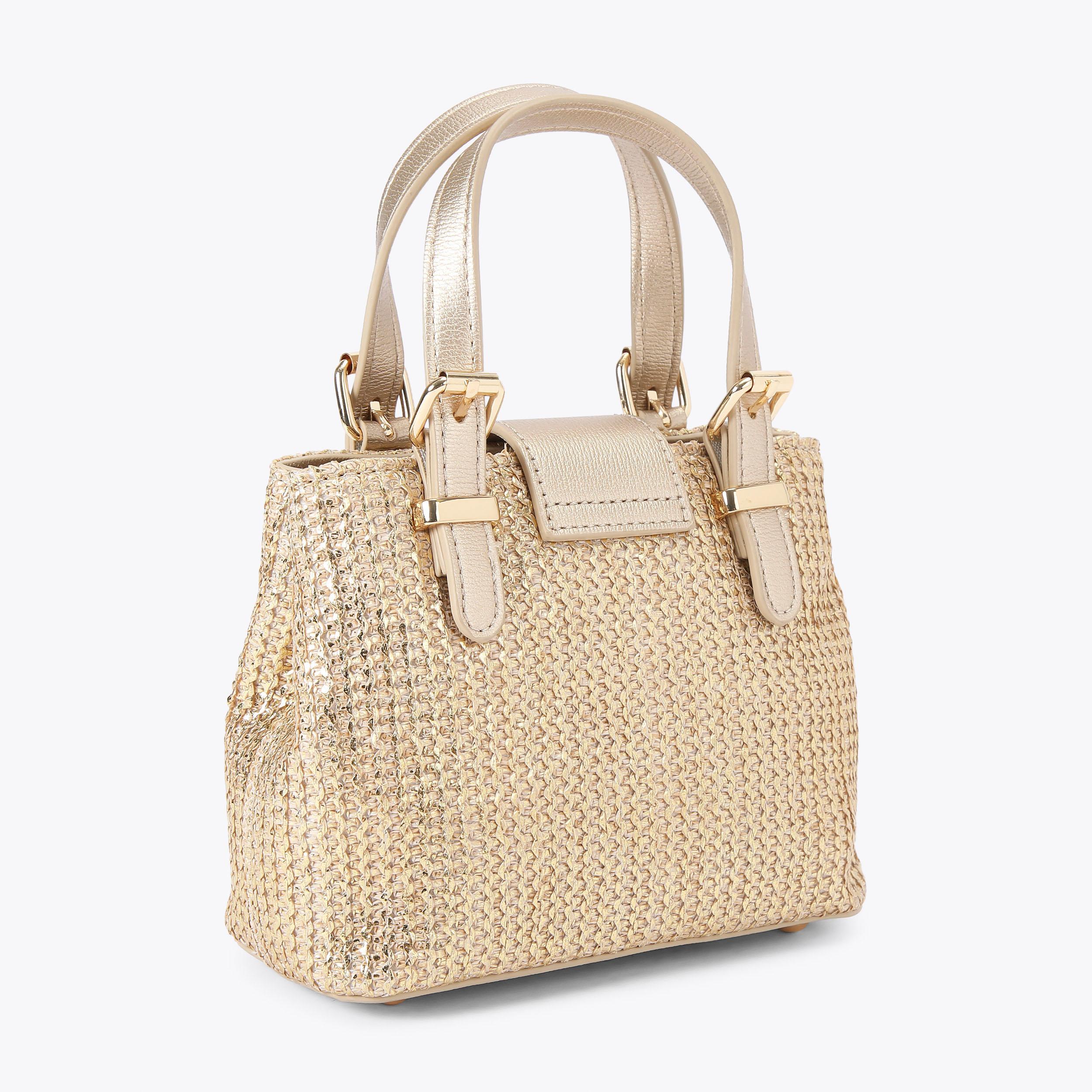 MARIA MICRO TOTE Metallic Gold Synthetic Micro Tote Bag by CARVELA