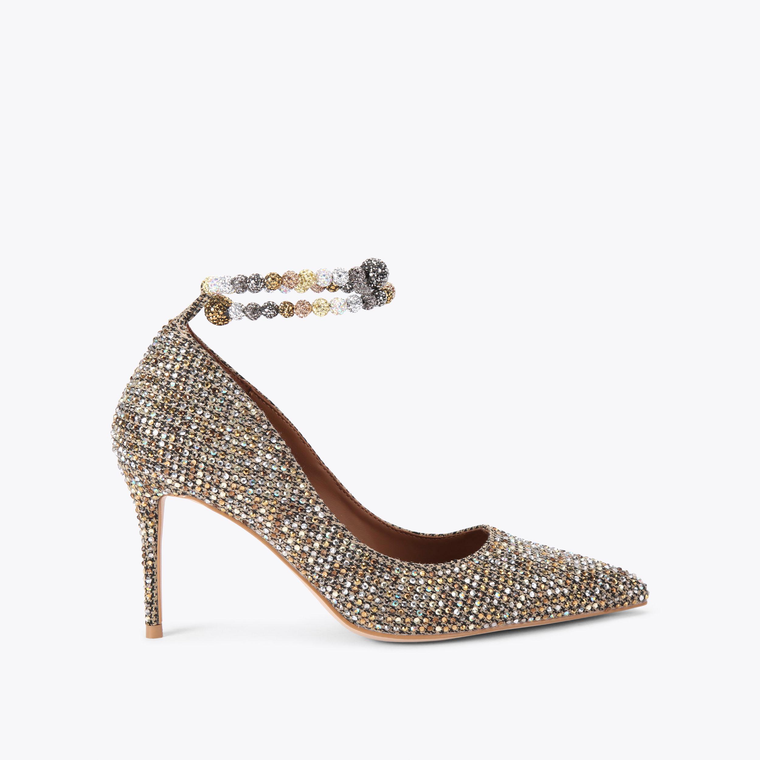 BELGRAVIA JEWEL Beige Houndstooth Crystal Heel by KURT GEIGER LONDON