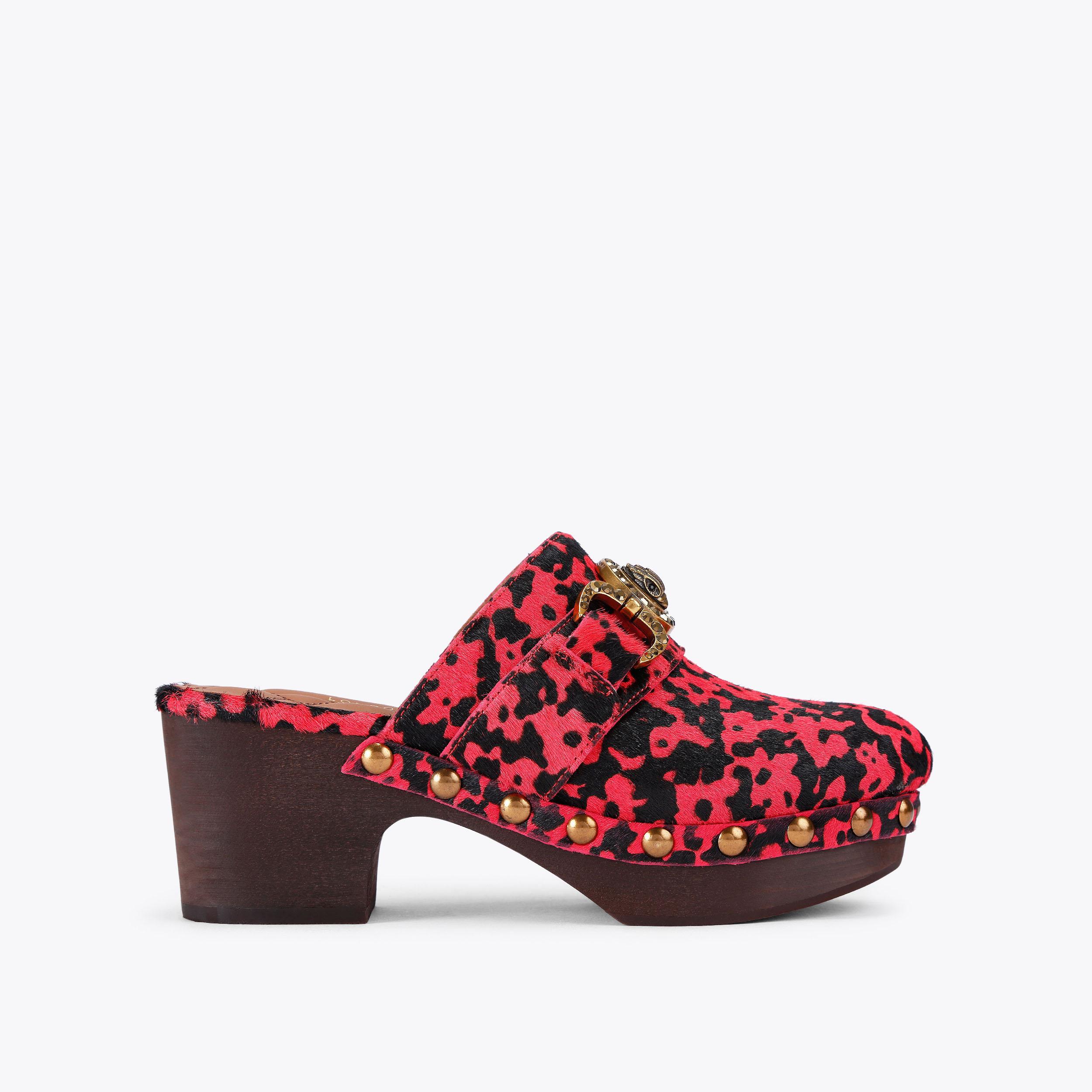 MANSION CLOG Printed Suede Leather Clog by KURT GEIGER LONDON