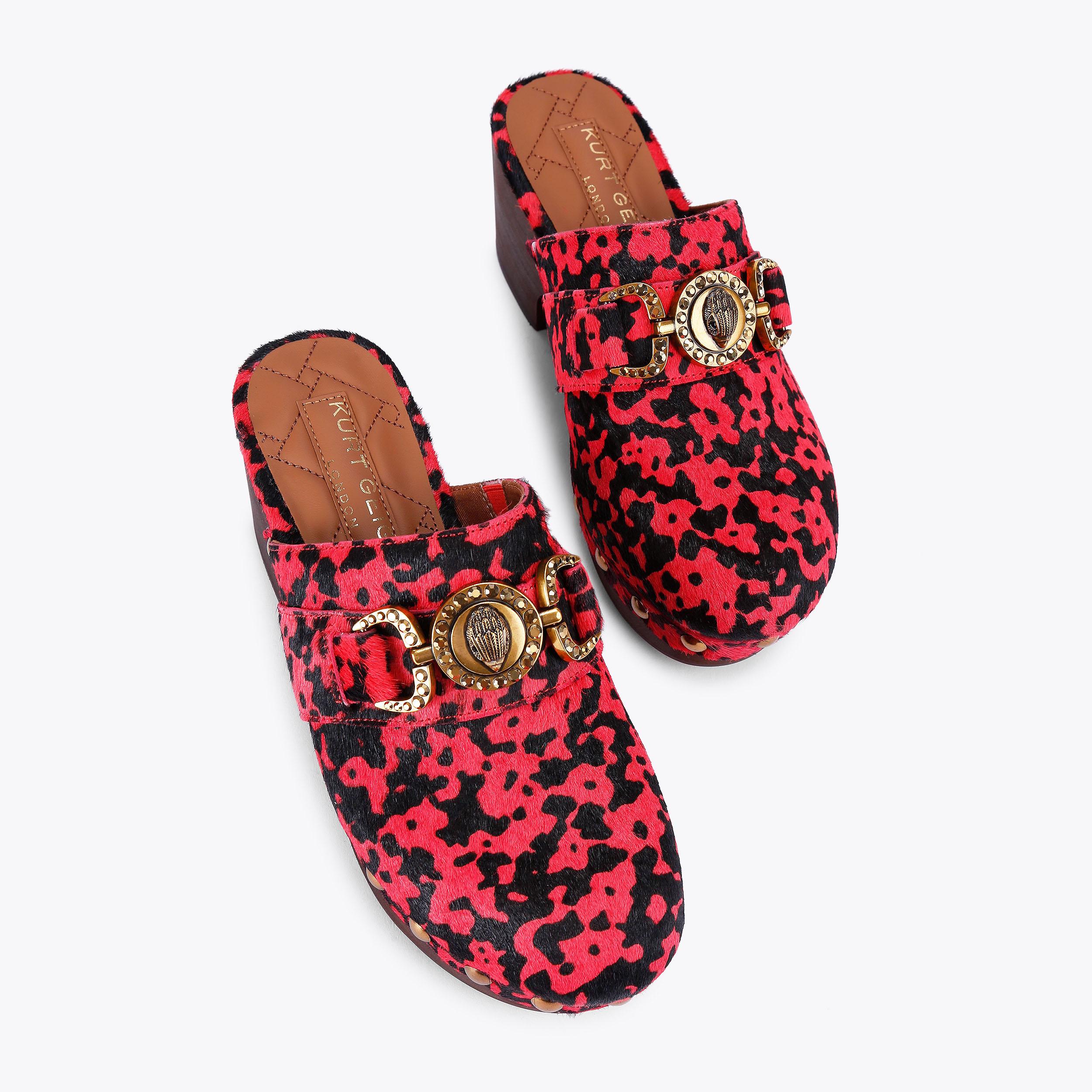 MANSION CLOG Printed Suede Leather Clog by KURT GEIGER LONDON