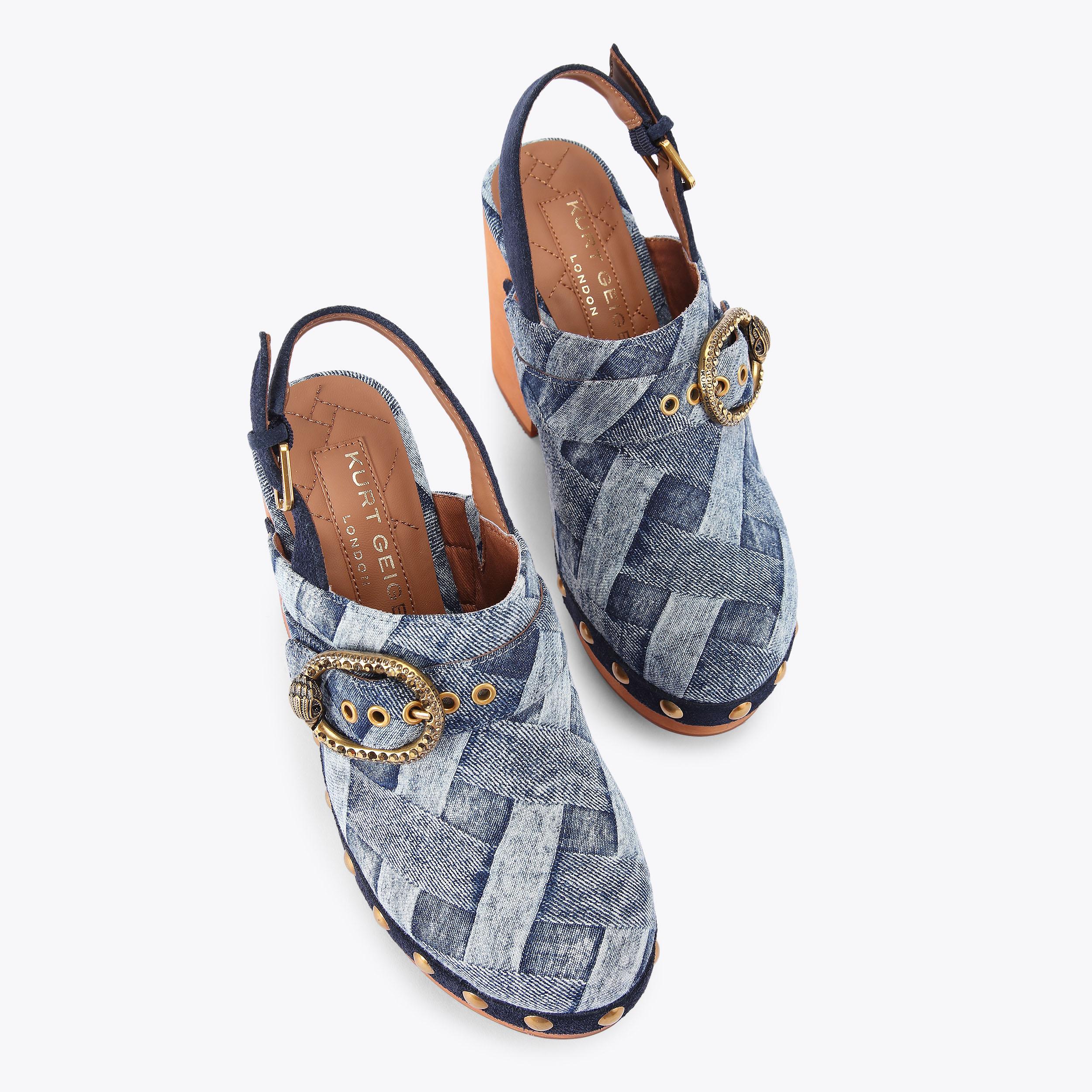 MAYFAIR CLOG SLINGBACK Denim Clog Heel by KURT GEIGER LONDON