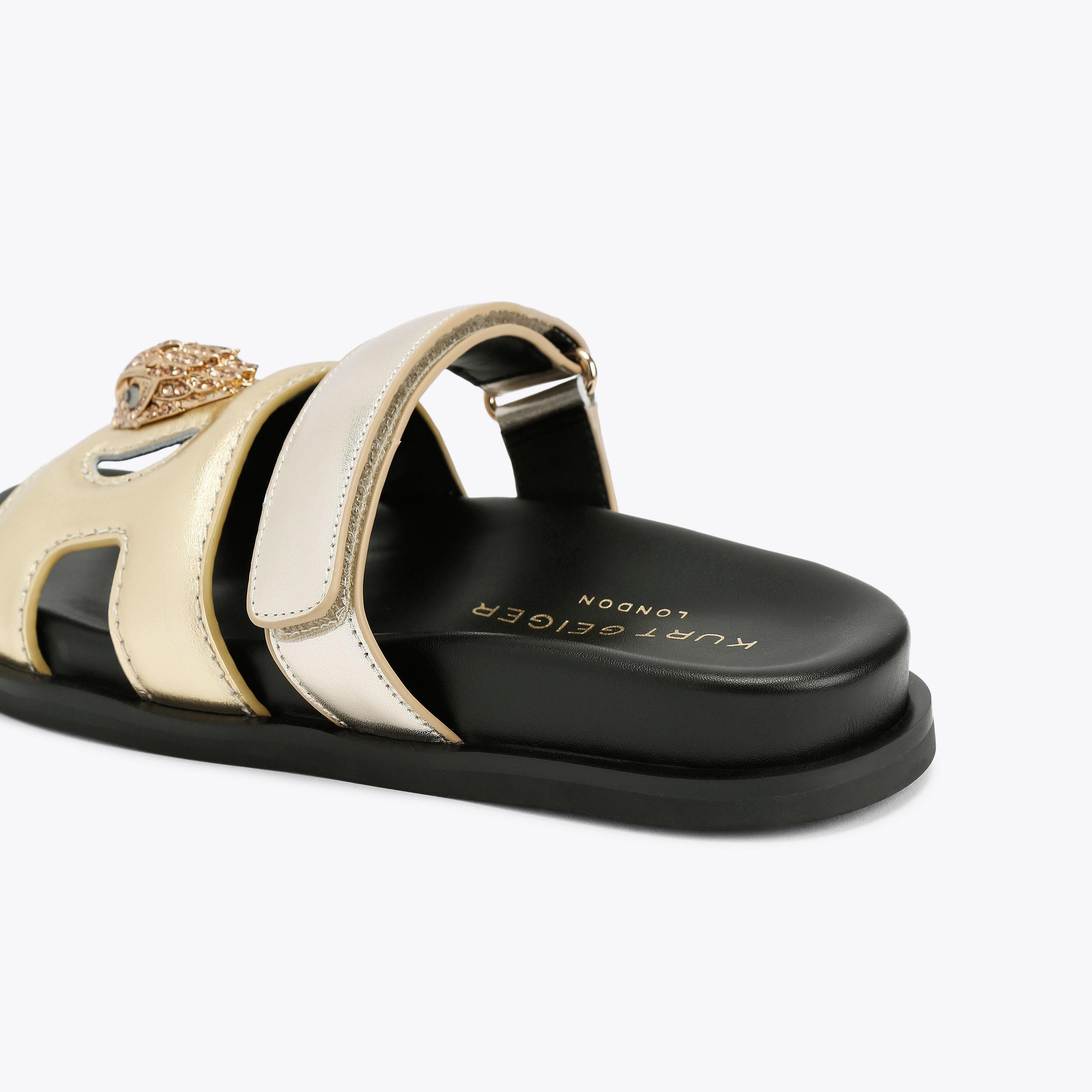 EAGLE CUT OUT SANDAL Gold Slip On Sandal by KURT GEIGER LONDON