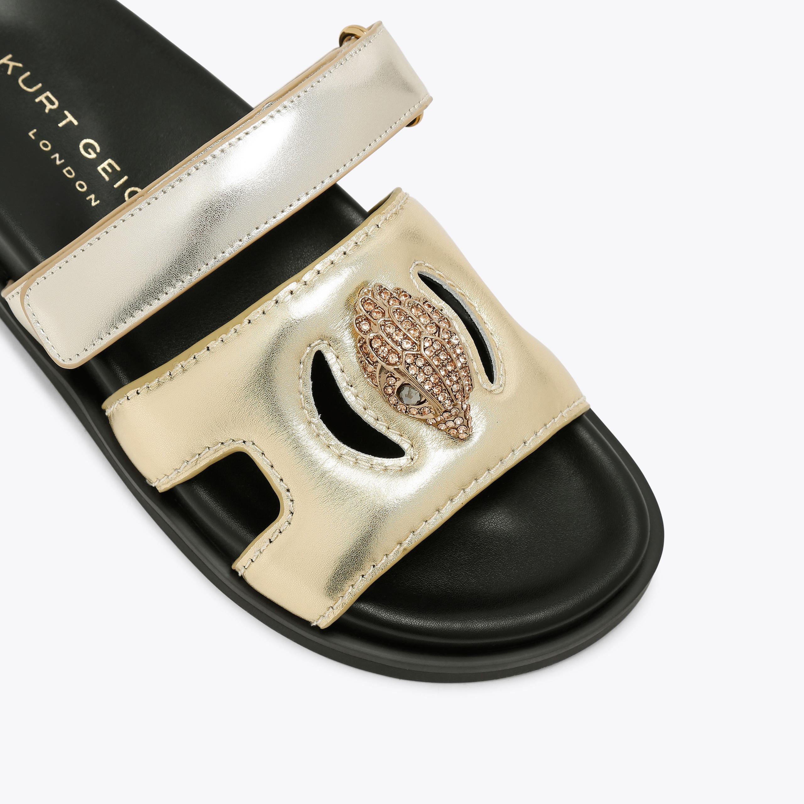 EAGLE CUT OUT SANDAL Gold Slip On Sandal by KURT GEIGER LONDON