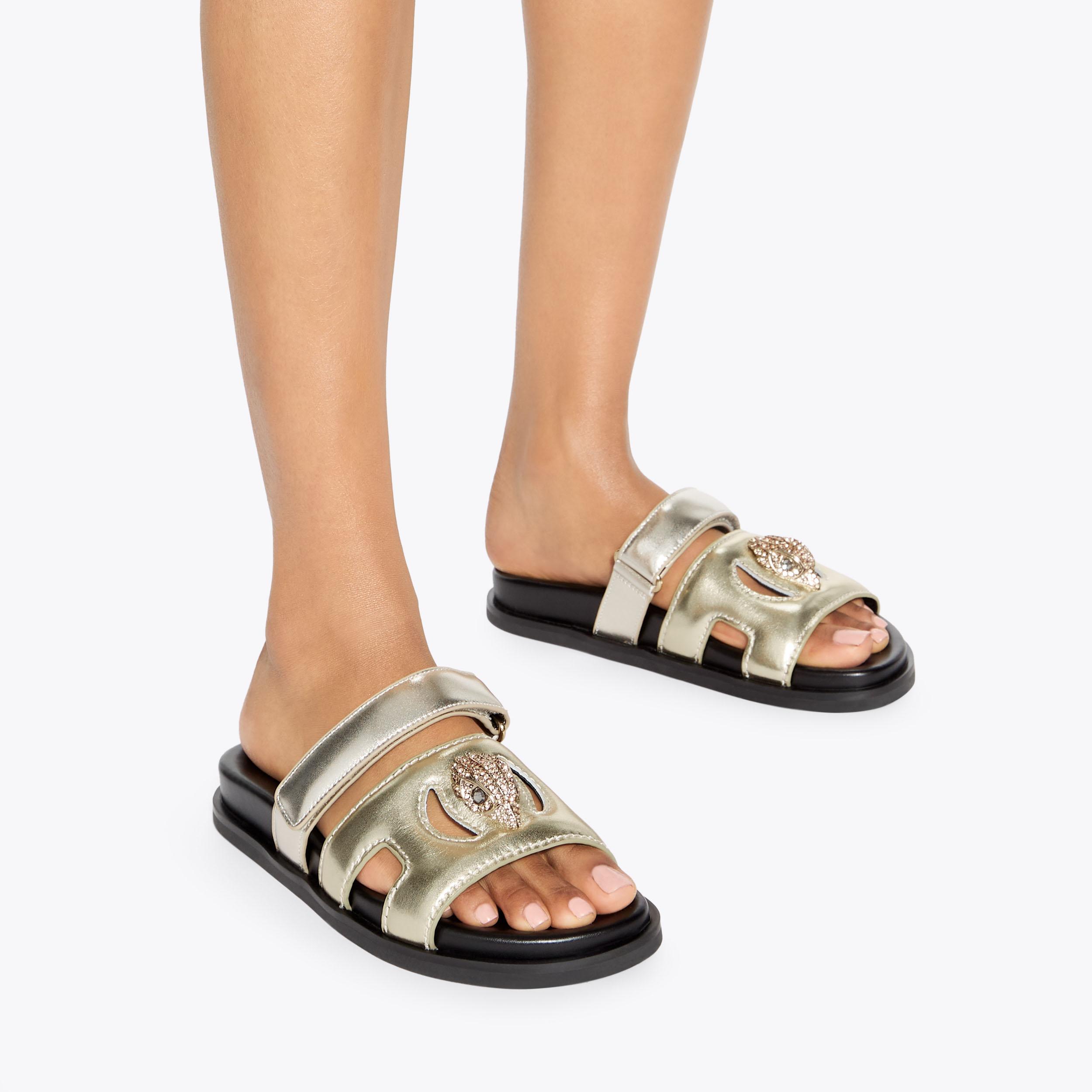 EAGLE CUT OUT SANDAL Gold Slip On Sandal by KURT GEIGER LONDON