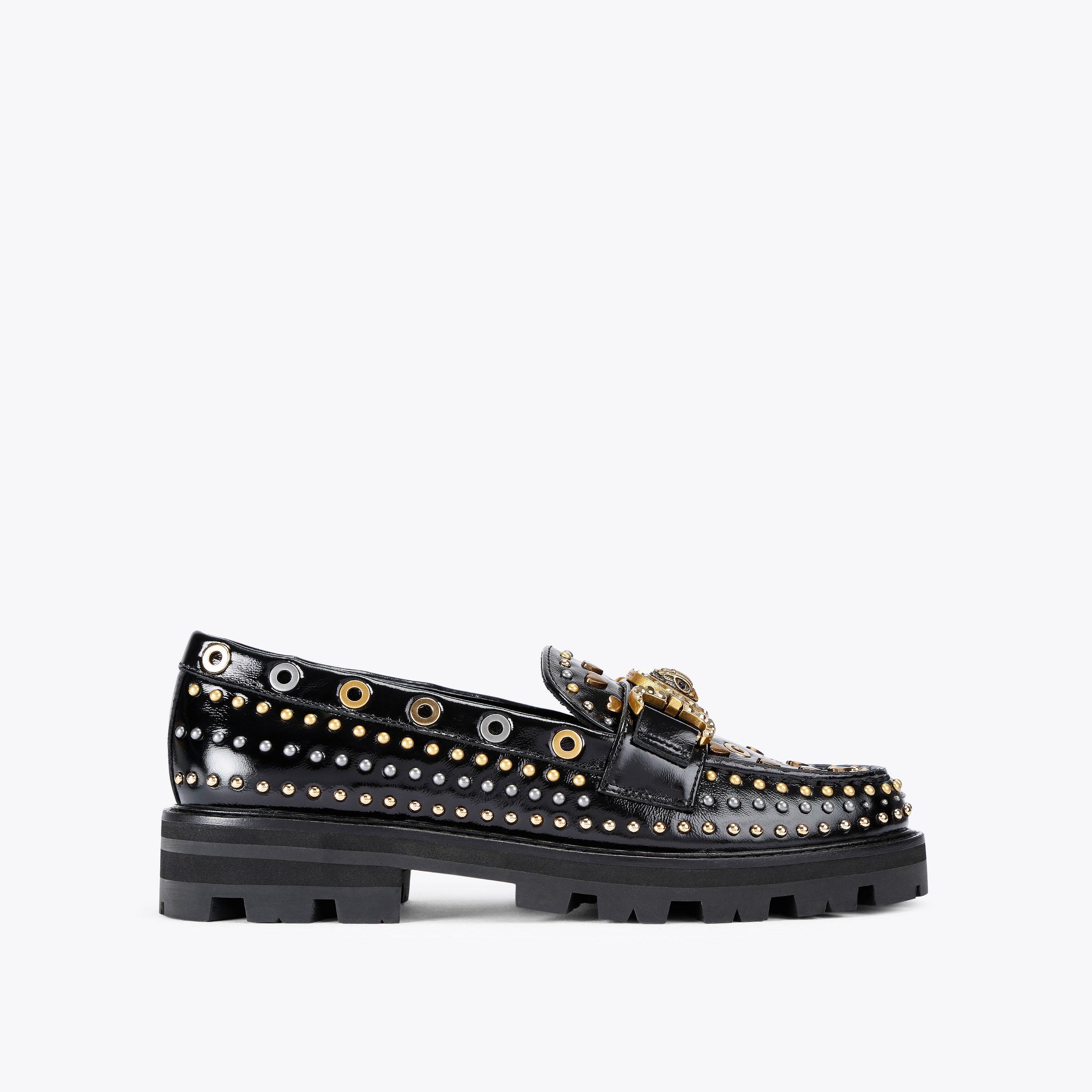 MANSION STUD LOAFER Black Studded Slip On Loafer by KURT GEIGER LONDON