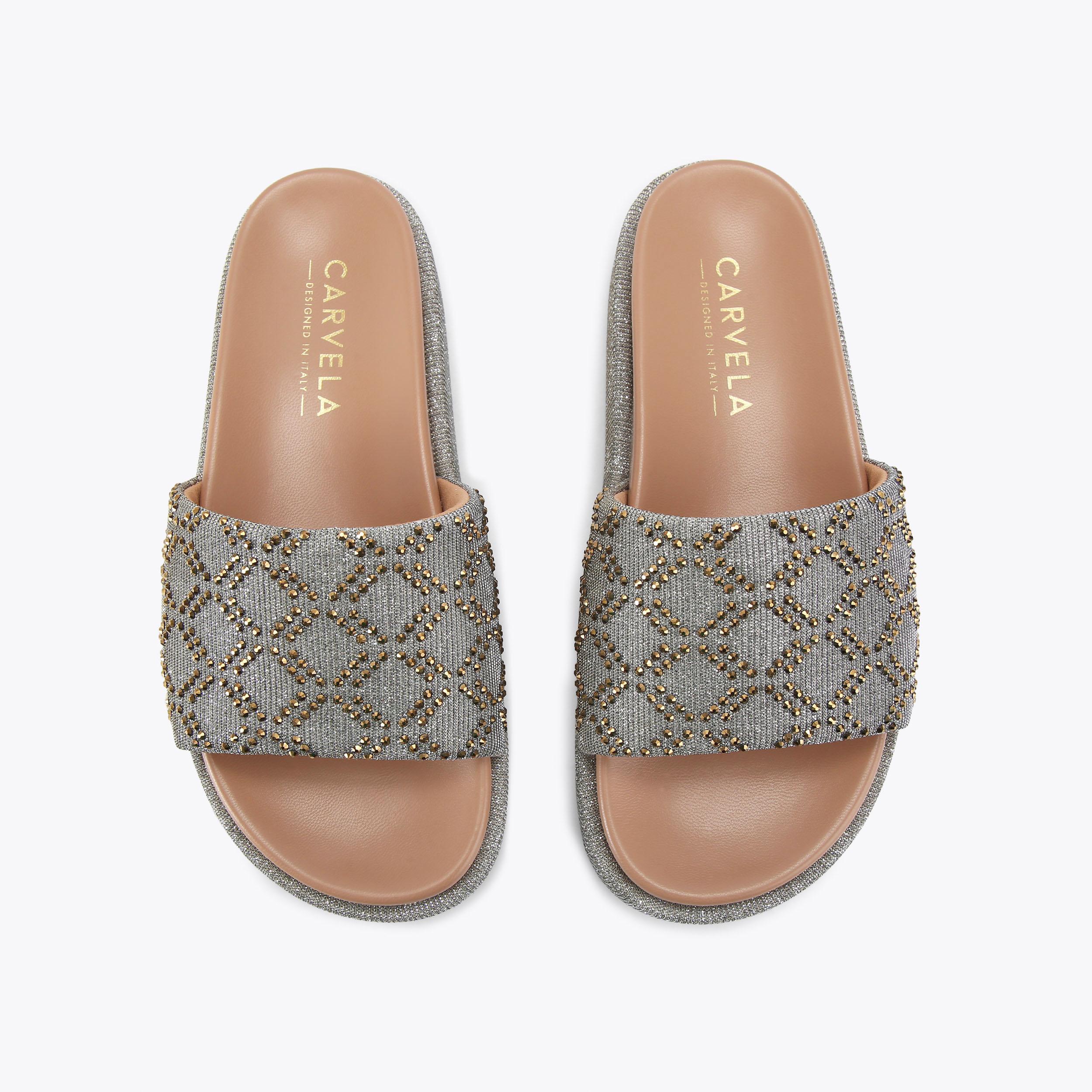 ESTELLA FLATFORM Metallic Gold Fabric Flatform Heel by CARVELA