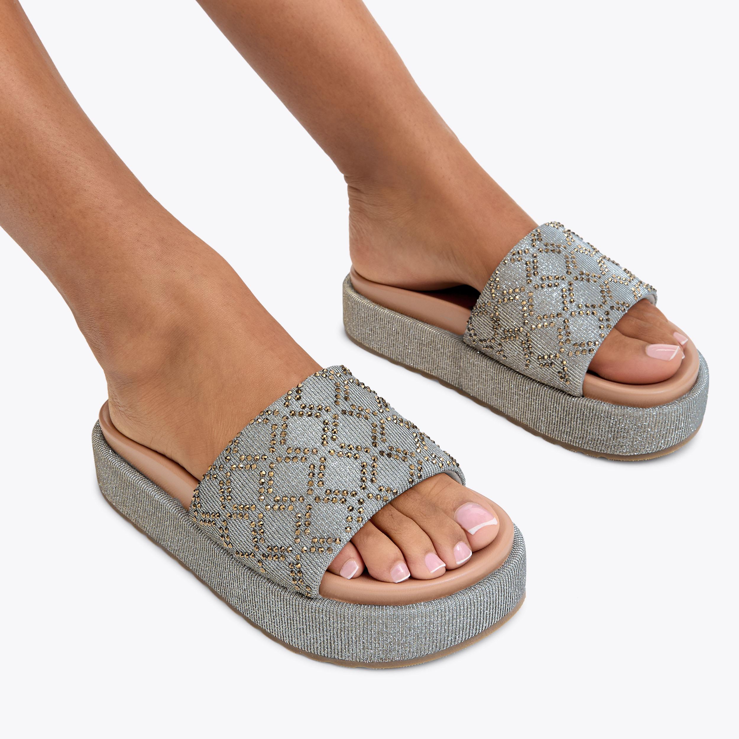 ESTELLA FLATFORM Metallic Gold Fabric Flatform Heel by CARVELA