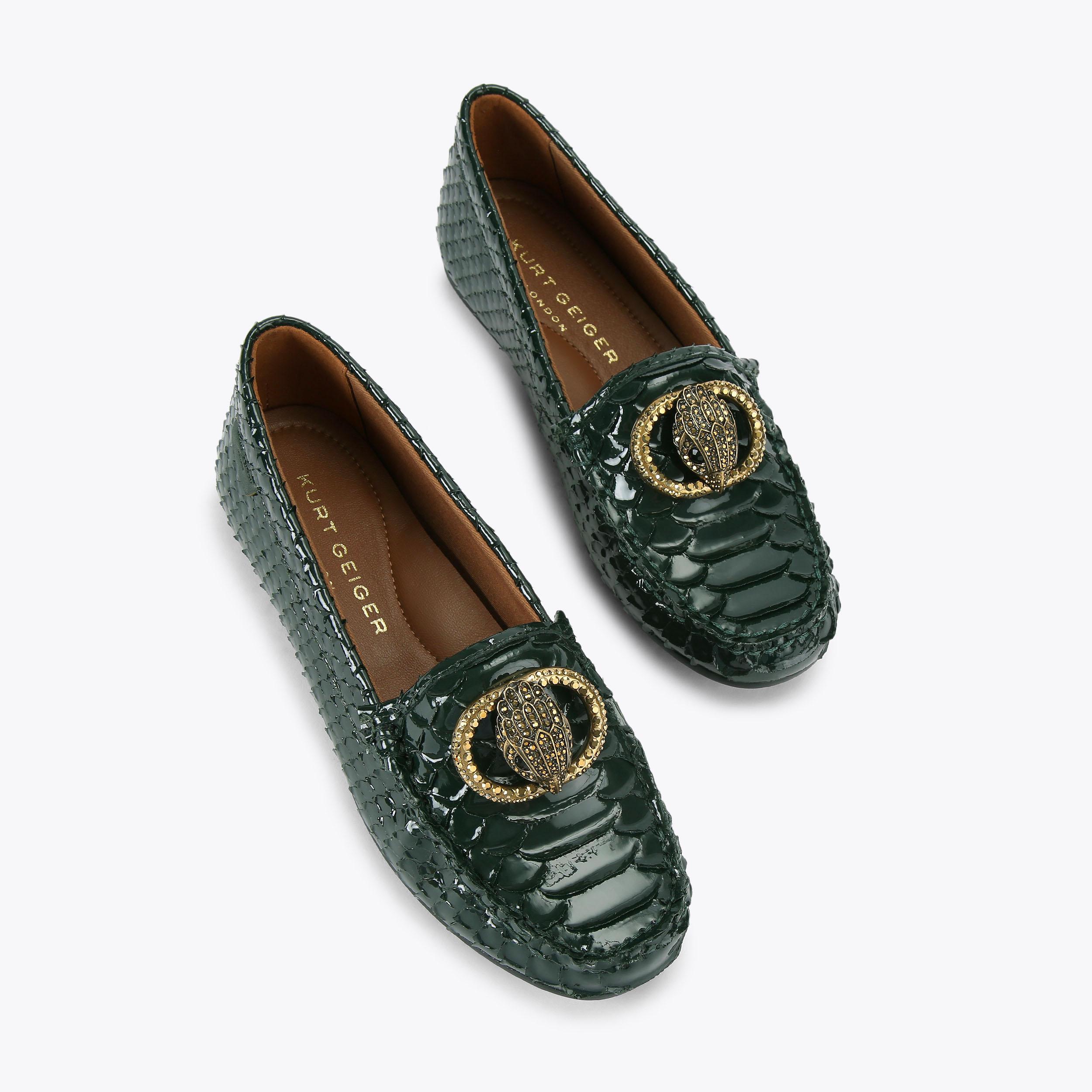 CHELSEA MOCCASIN Dark Green Leather Moccasin Loafer by KURT GEIGER LONDON