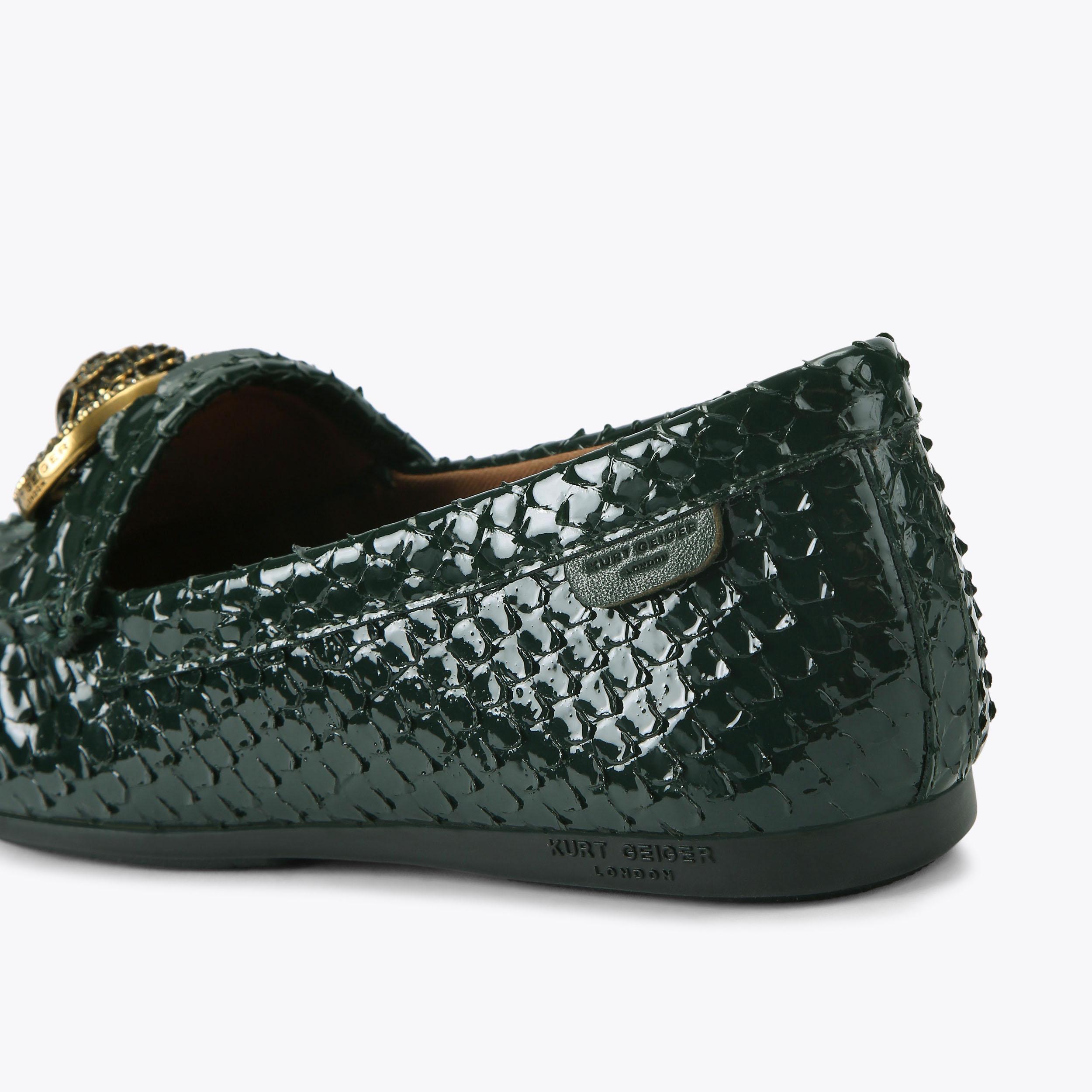 CHELSEA MOCCASIN Dark Green Leather Moccasin Loafer by KURT GEIGER LONDON