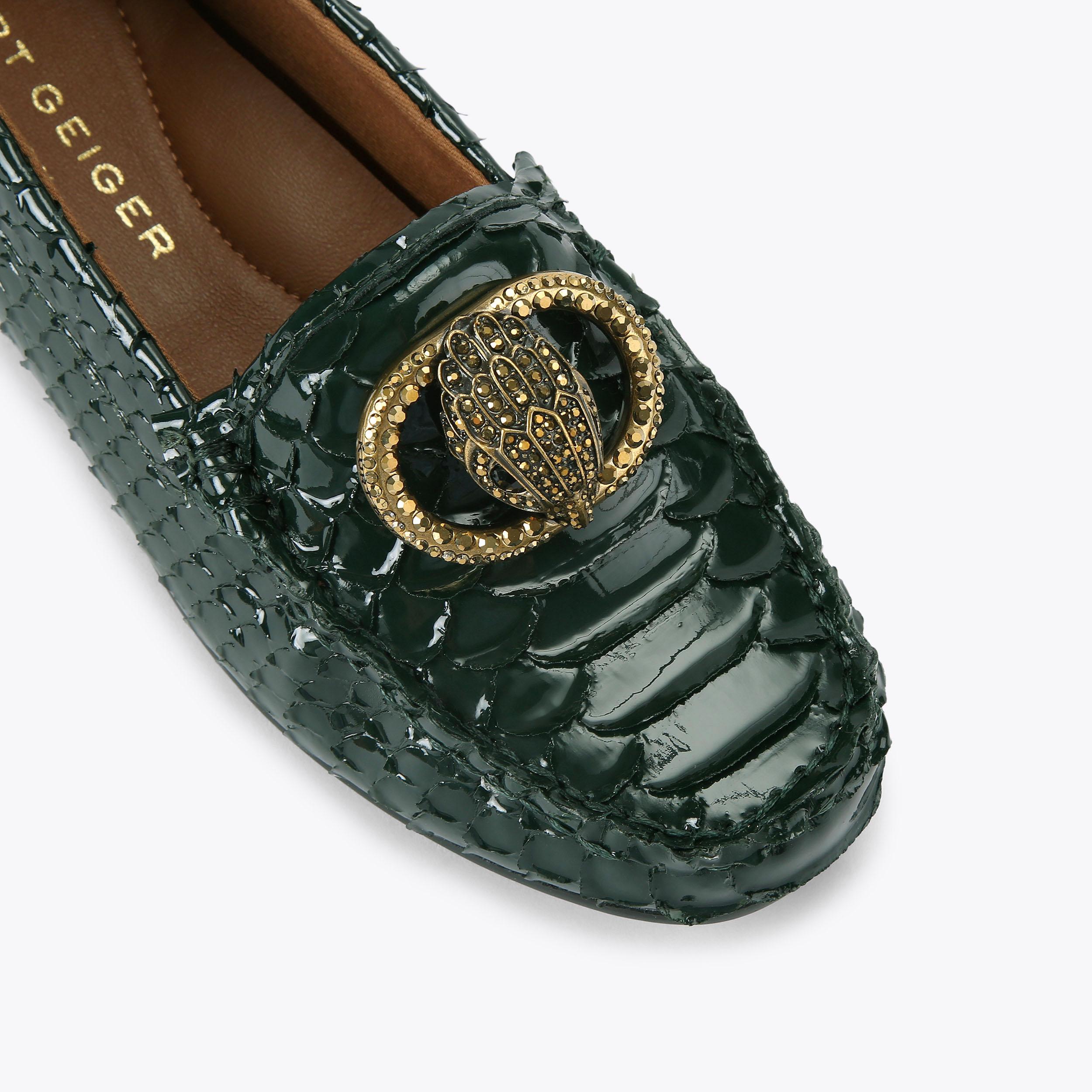CHELSEA MOCCASIN Dark Green Leather Moccasin Loafer by KURT GEIGER LONDON