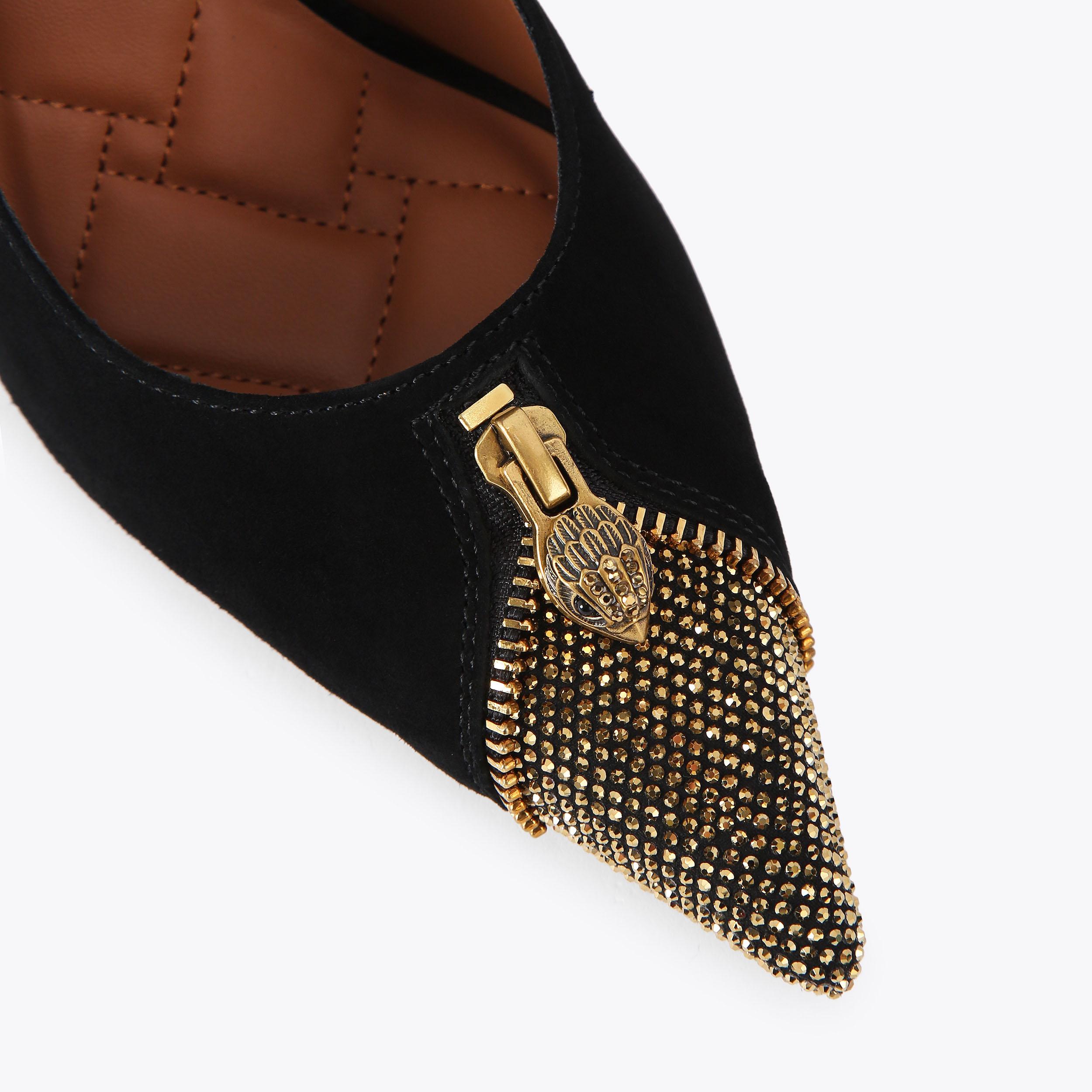 ZIP COURT Black Suede Heel by KURT GEIGER LONDON