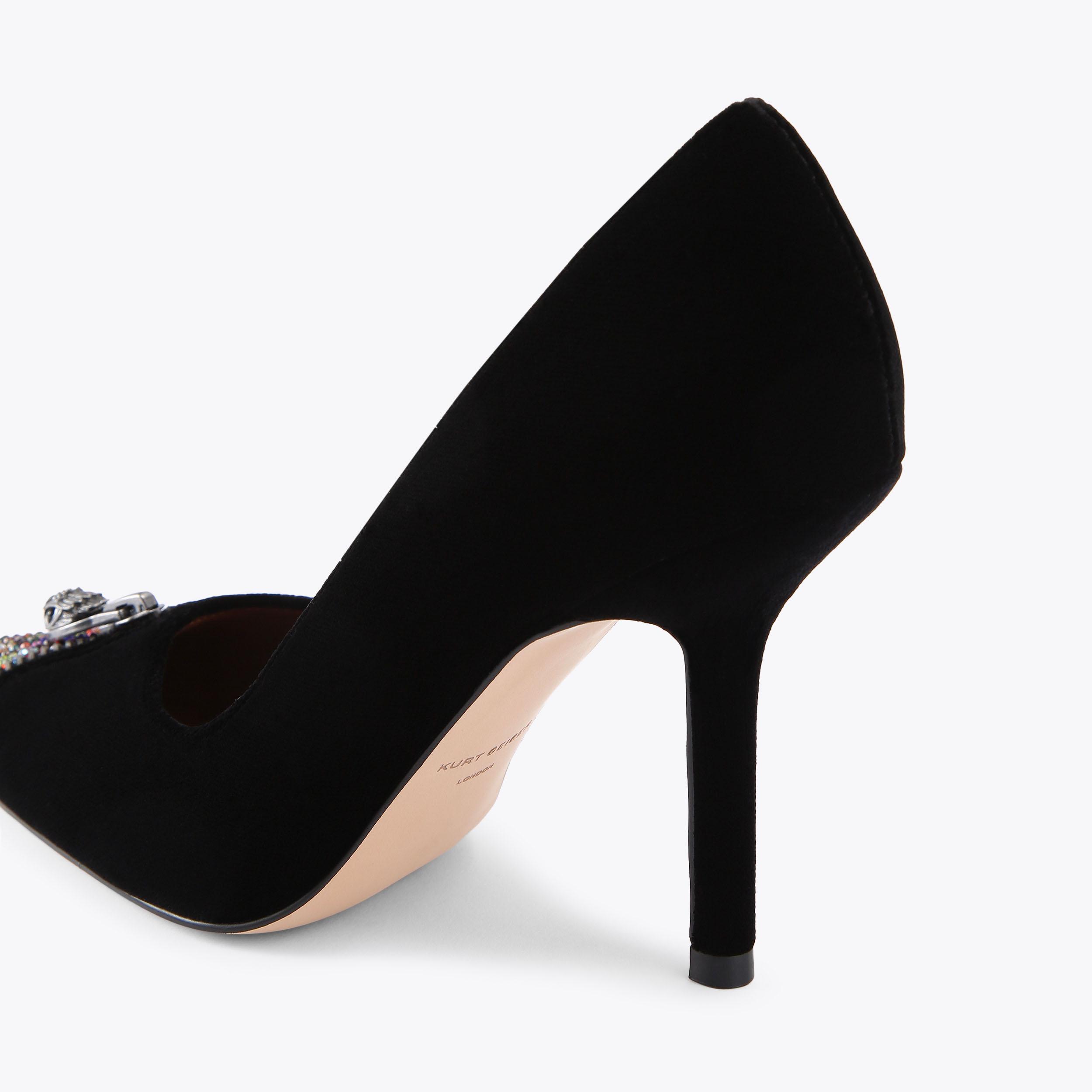 ZIP COURT Black Suede Court Heel by KURT GEIGER LONDON