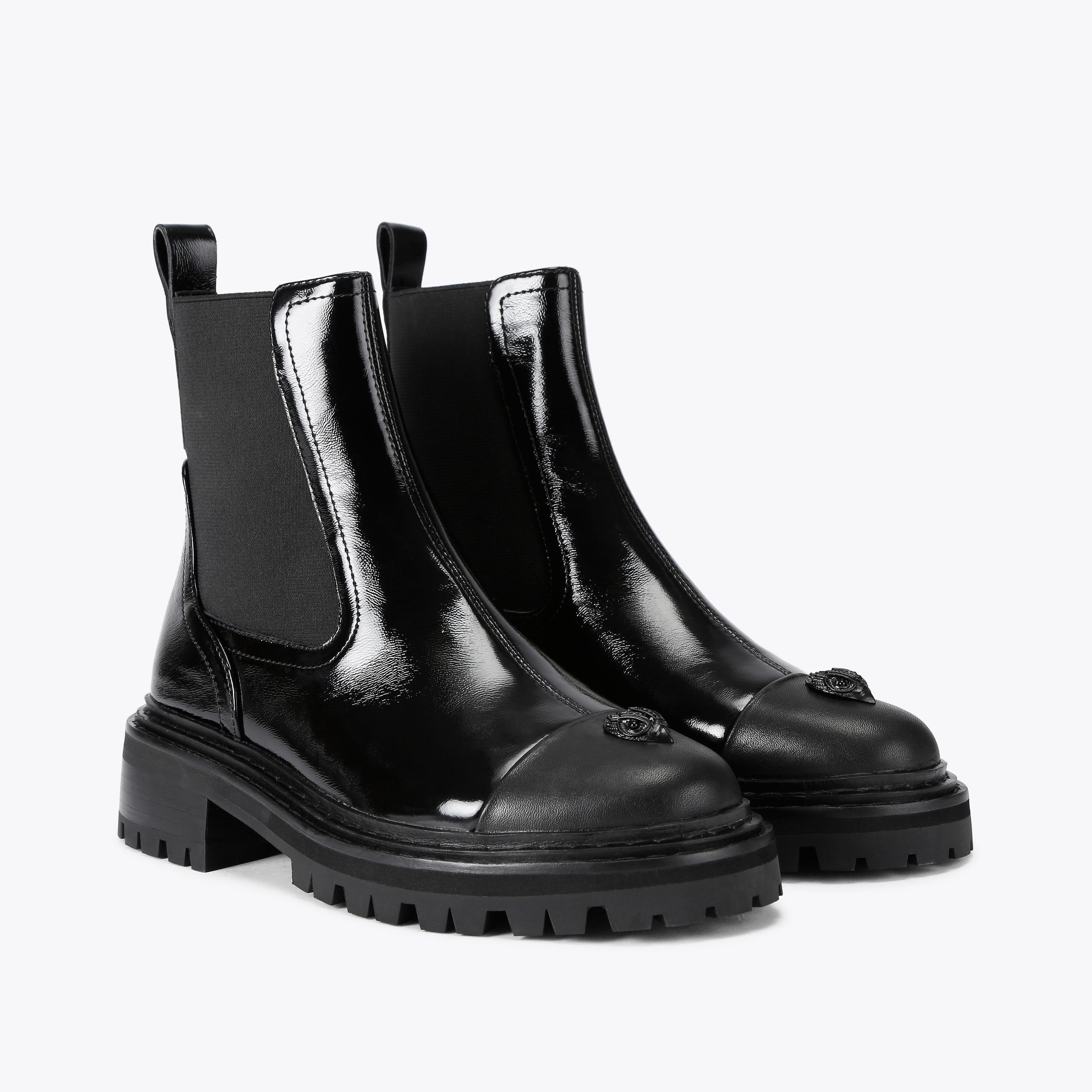 SLOANE CHELSEA BOOT Black Patent Chelsea Boot by KURT GEIGER LONDON