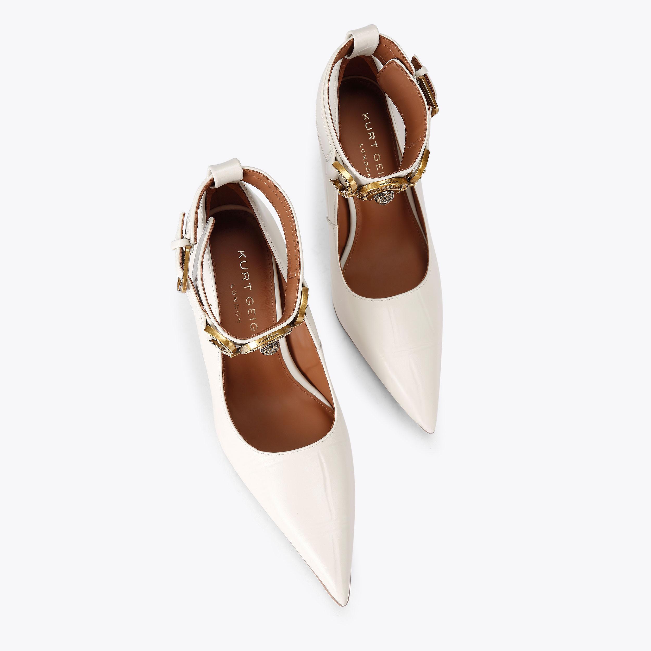 MANSION ANKLE STRAP COURT Bone Croc Embossed Court Heel by KURT GEIGER ...